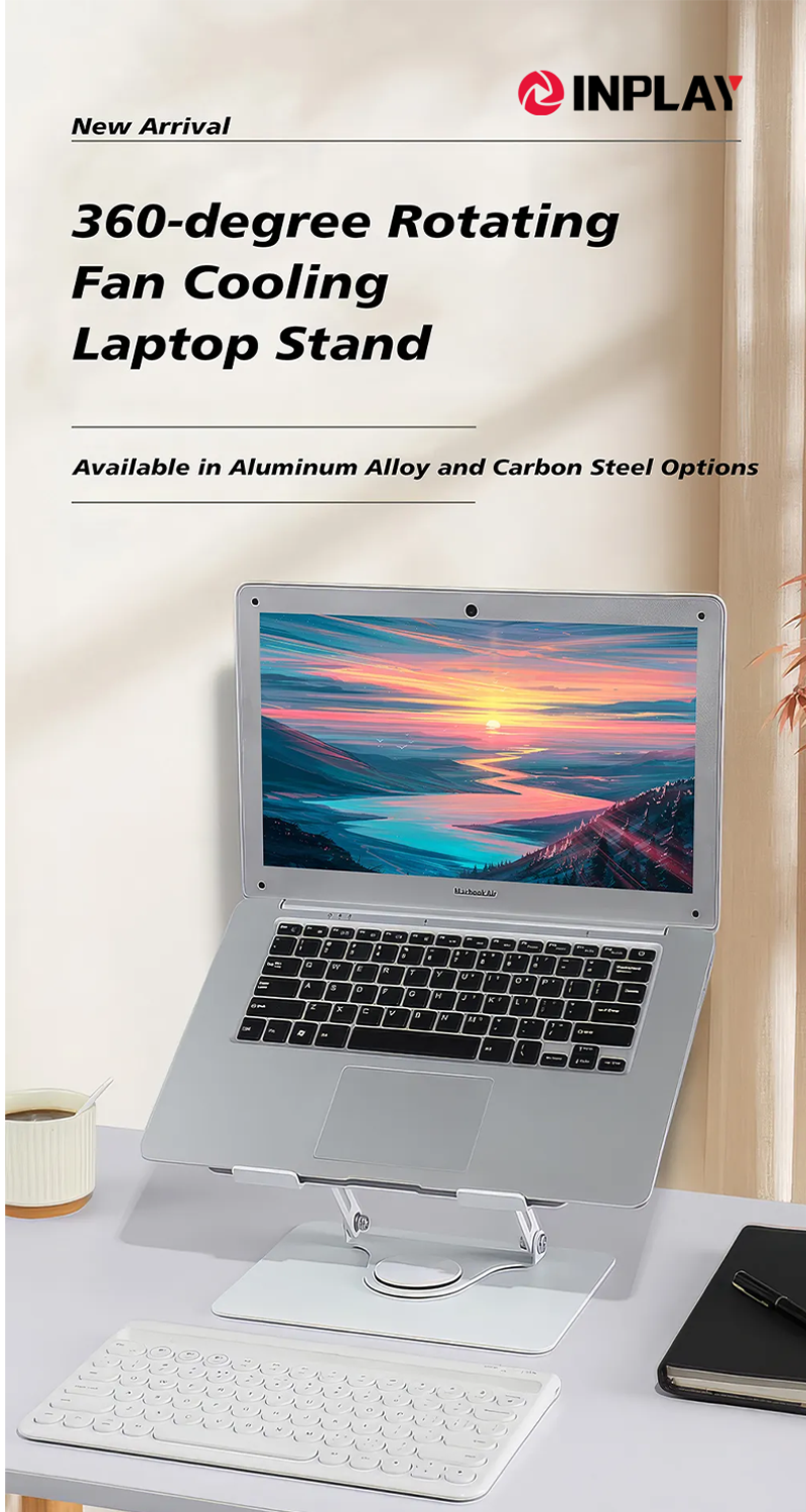 Inplay Laptop Stand with Double Fan 360 Degree Rotating Adjustable ...