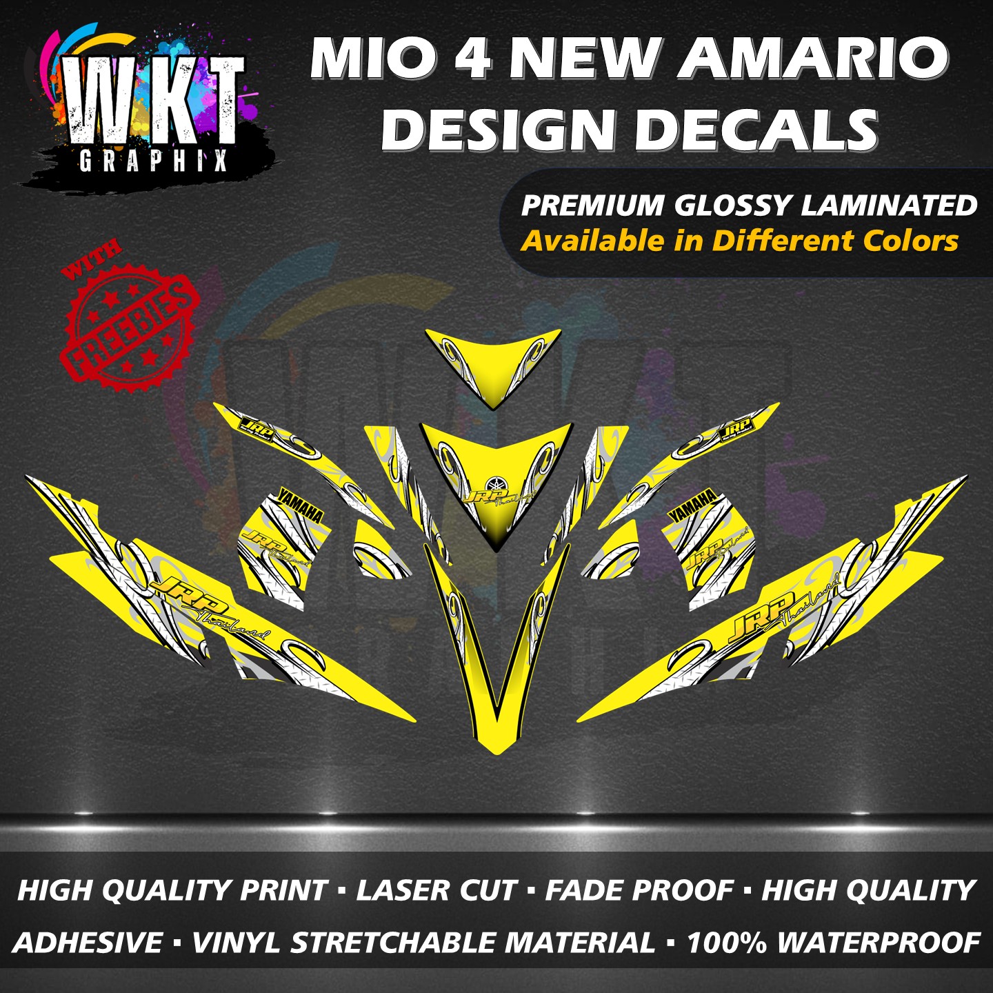YAMAHA MIO 4 NEW AMARIO DESIGN DECALS STICKER (WATERPROOF, LAMINATED ...
