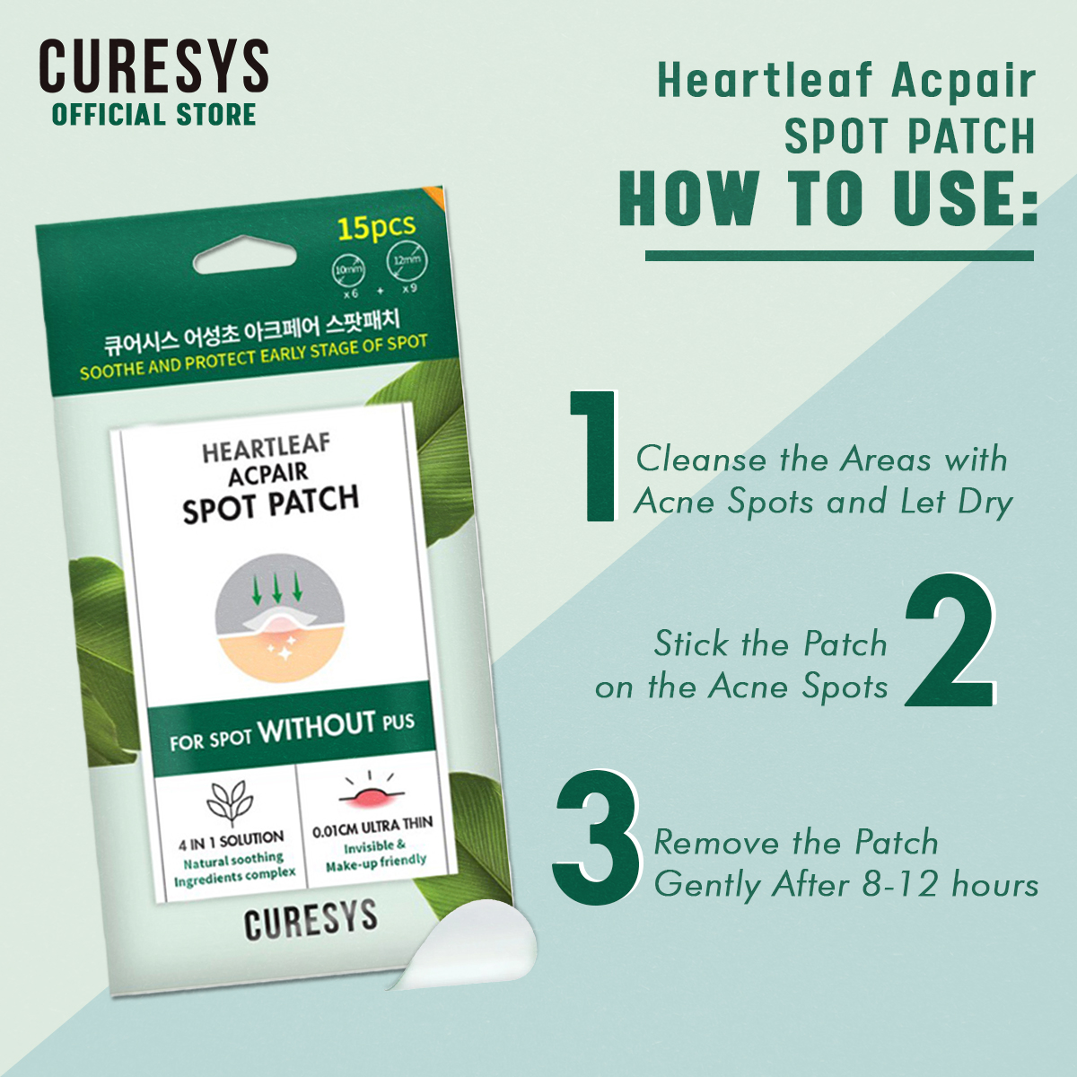 Curesys Heartleaf Acpair Pimple Patch (SPOT WITHOUT PUS) | Shopee Malaysia