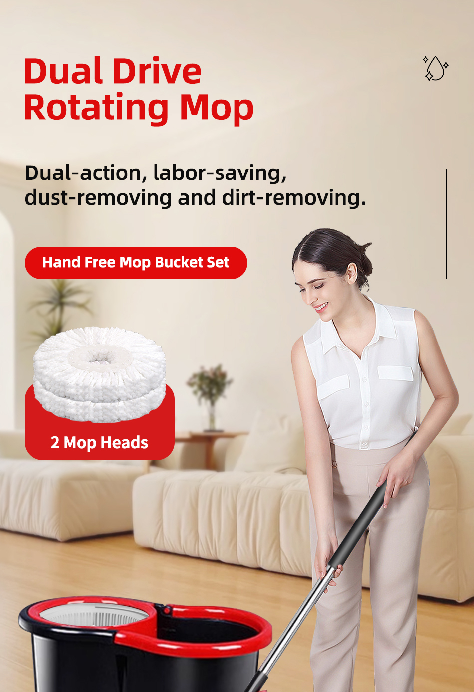 GT Mop With Spinner and Bucket Magic Spin Tornado Mop 360 Easy Rotating ...