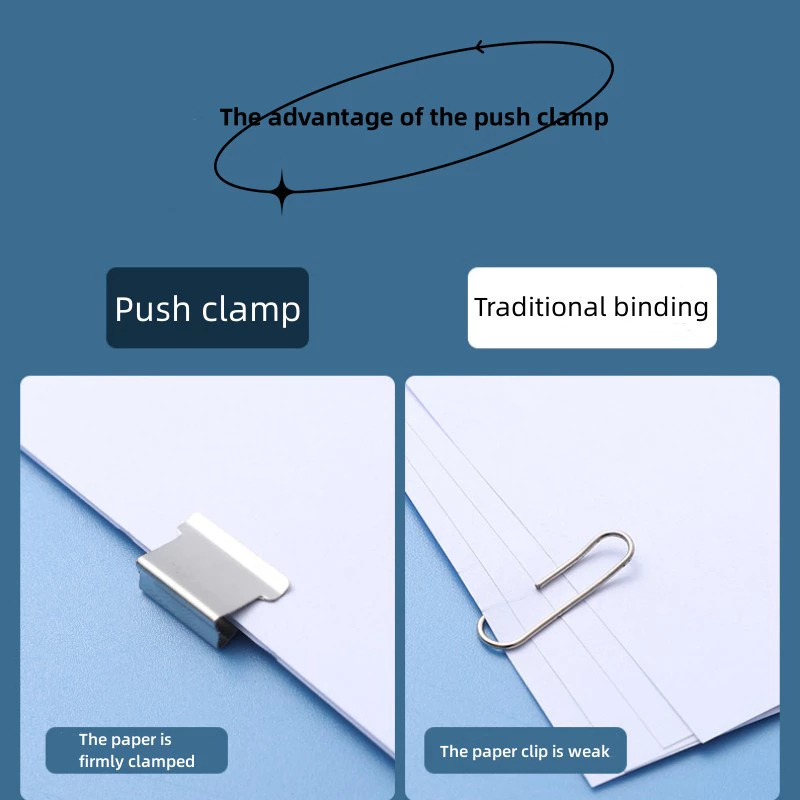 Metal Clip Push Stapler Reusable Staple Portable Push Clamp Paper ...
