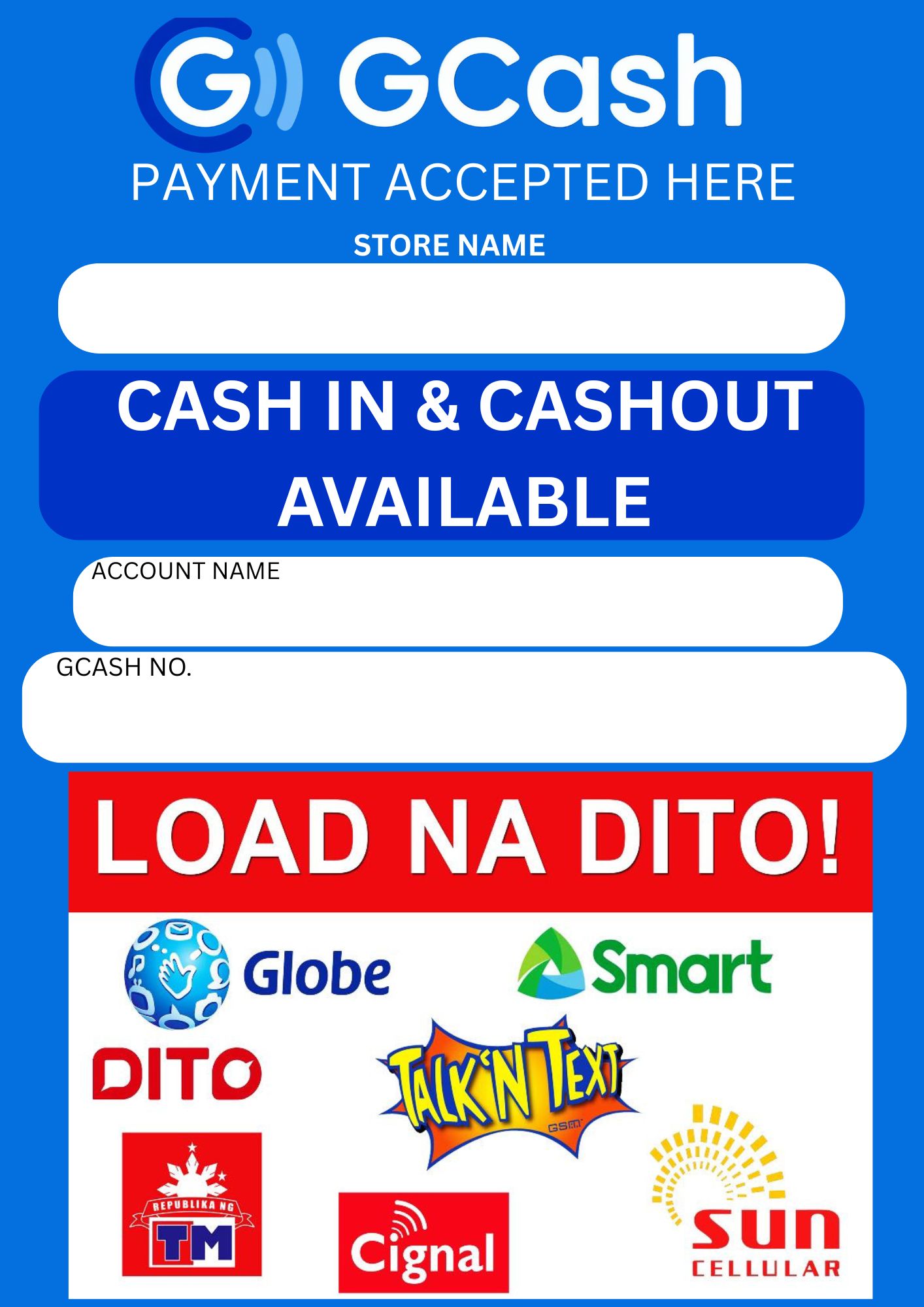 GCASH LOAD SIGNAGE LAMINATED | Shopee Malaysia