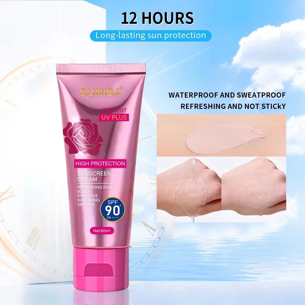 Sunisa UV PLUS Rose Sunscreen Cream SPF90+ High Protection Waterproof Body & Face Suncare Cream ...
