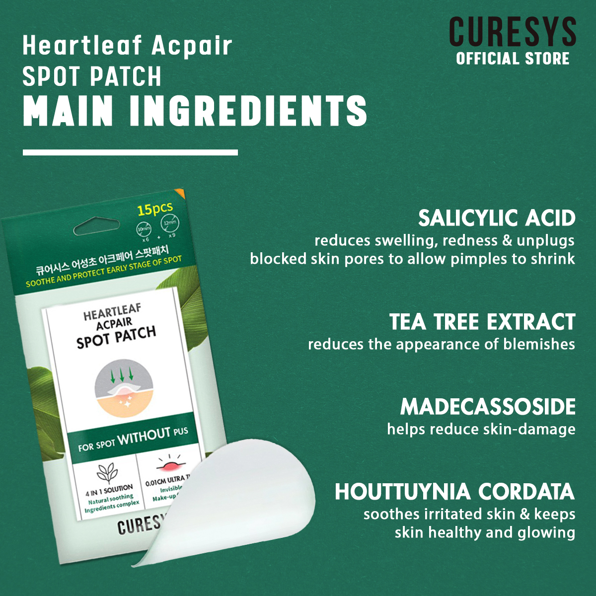 Curesys Heartleaf Acpair Pimple Patch (SPOT WITHOUT PUS) | Shopee Malaysia
