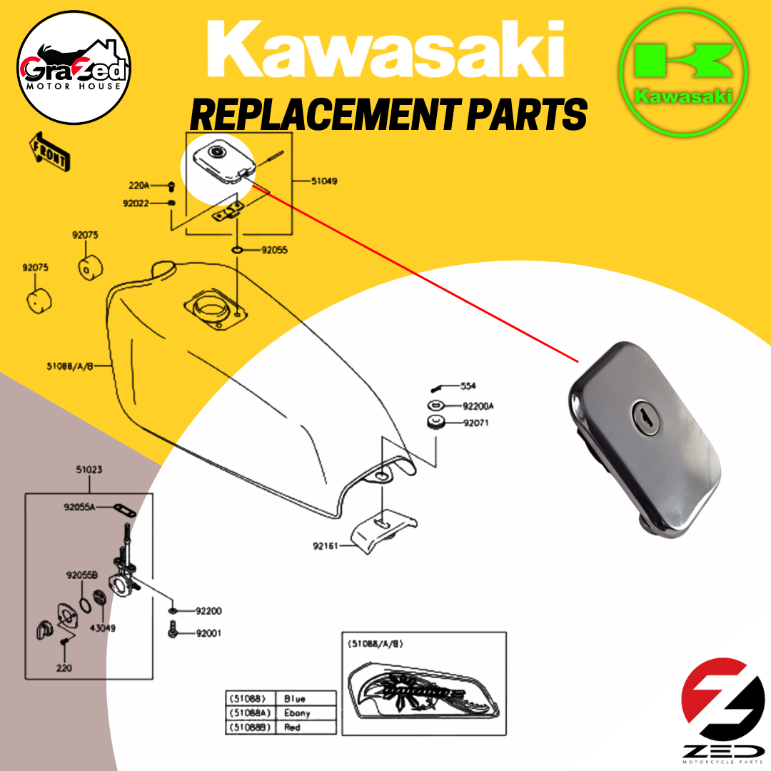Kawasaki Barako 175 / HD3 Fuel Tank Gas Cap (replacement) | Shopee Malaysia