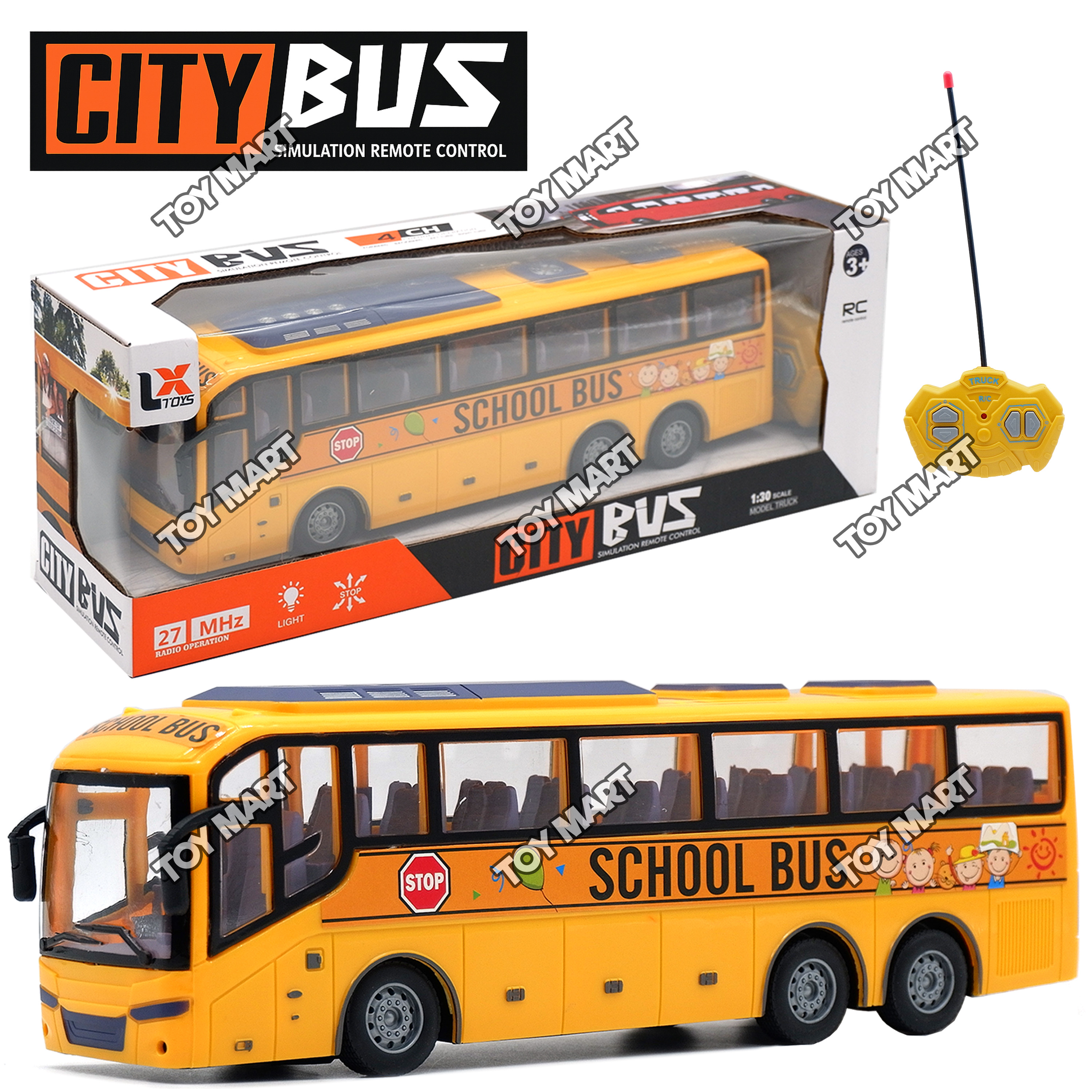 RC City Bus Toy Set Series School Bus Remote Control 1:30 Scale Bus ...