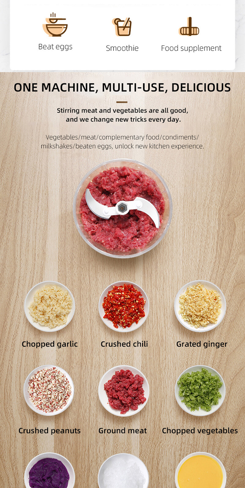 ECOCO Food Processor Manual Garlic Chopper Meat Grinder Mini Onion ...