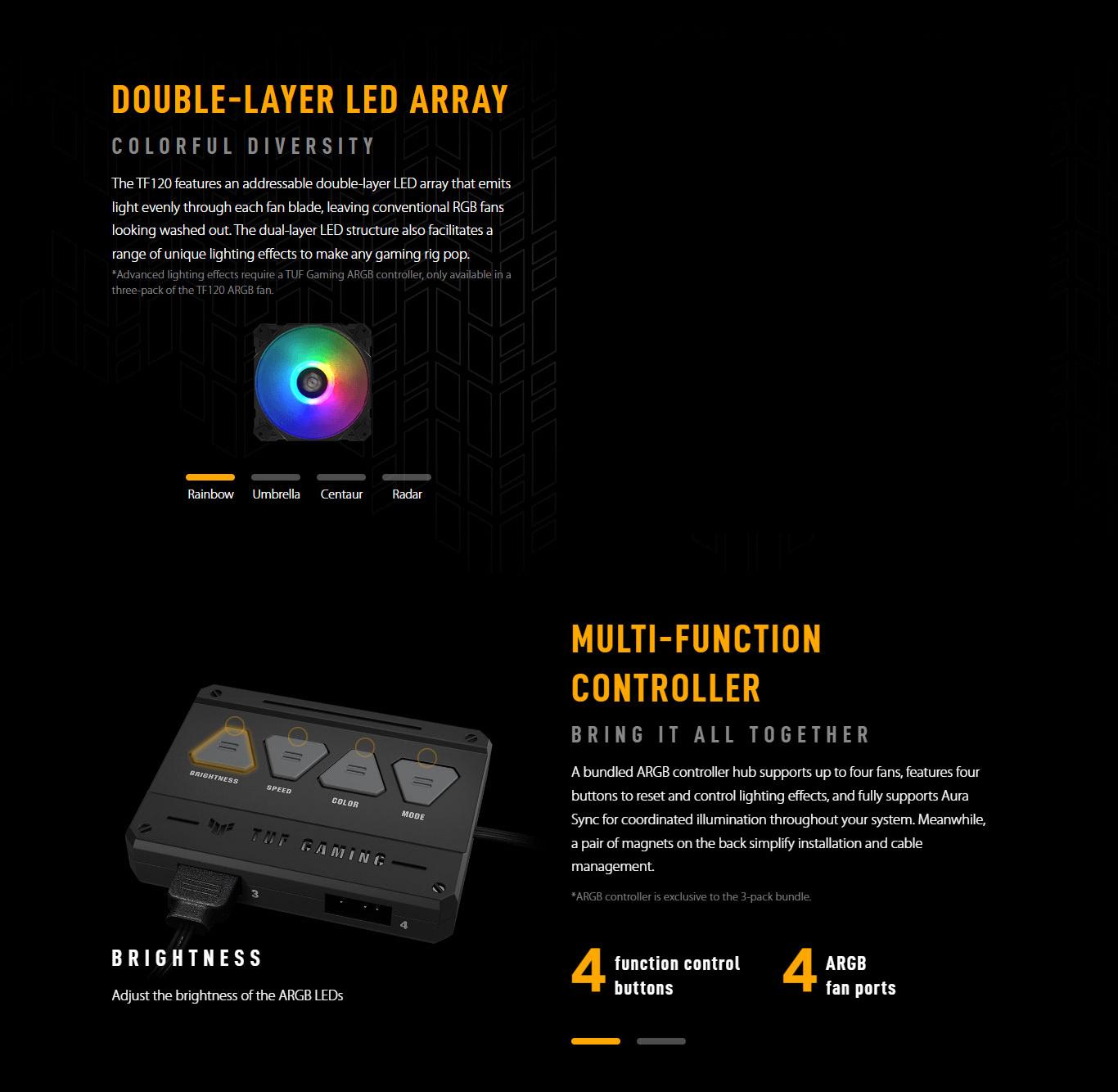 Asus TUF Gaming TF120 w/ ARGB Controller Aura Sync 120 x 120 x 25 mm ...