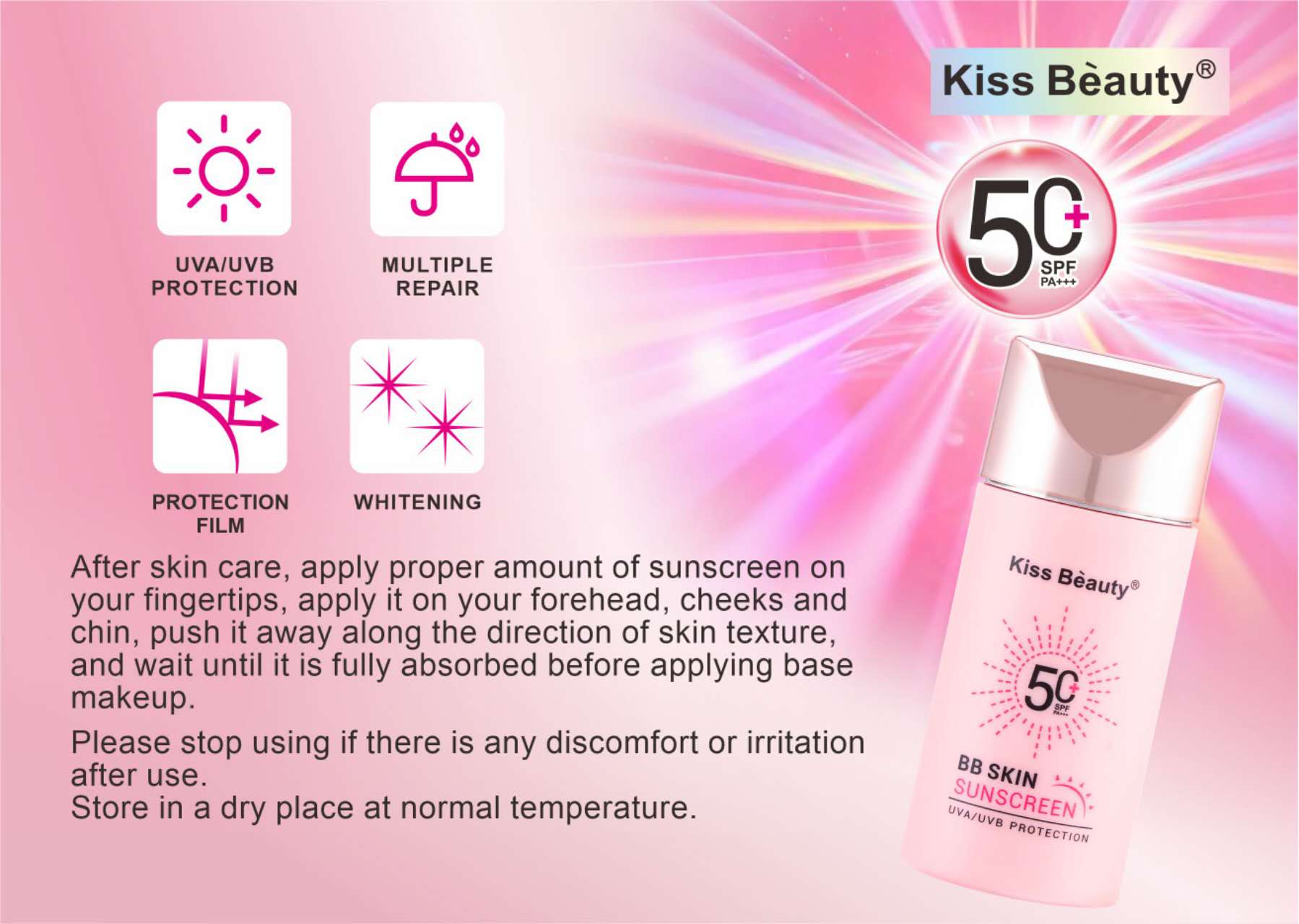 New BB skin sunscreen UVA/UVB very high protection 50SPF PA+++ | Shopee ...