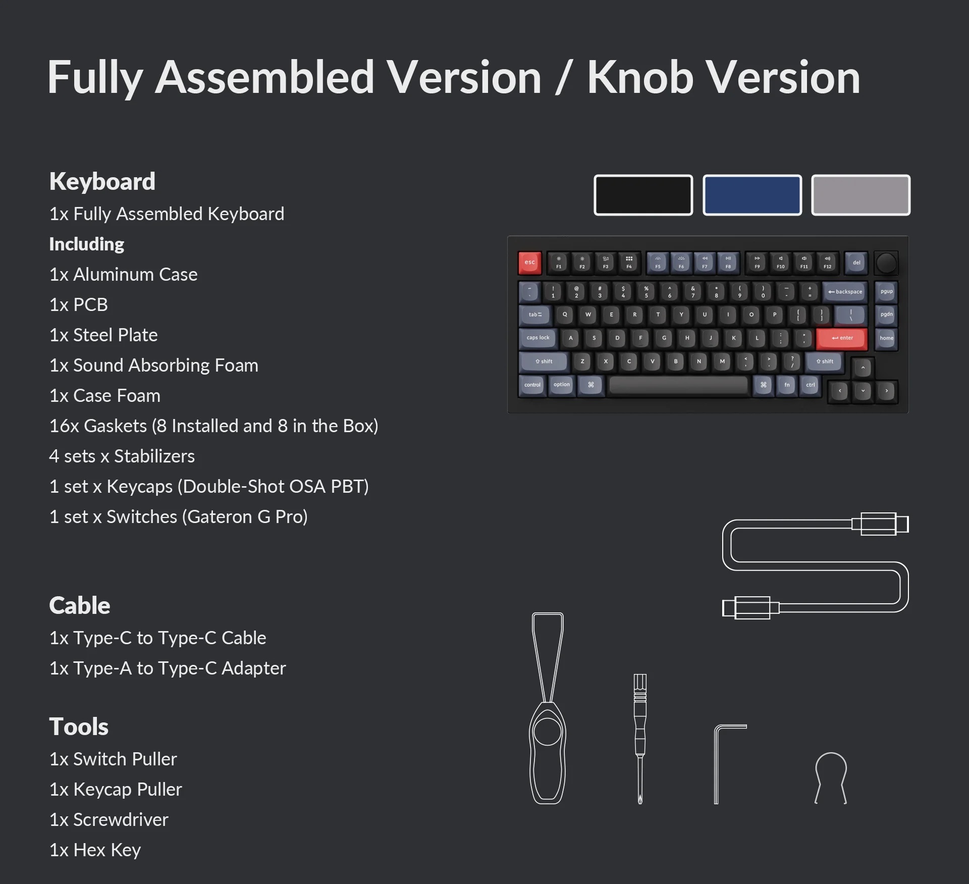 Keychron Q1 QMK Mechanical Keyboard (Space Grey, 75%, Wired, RGB ...