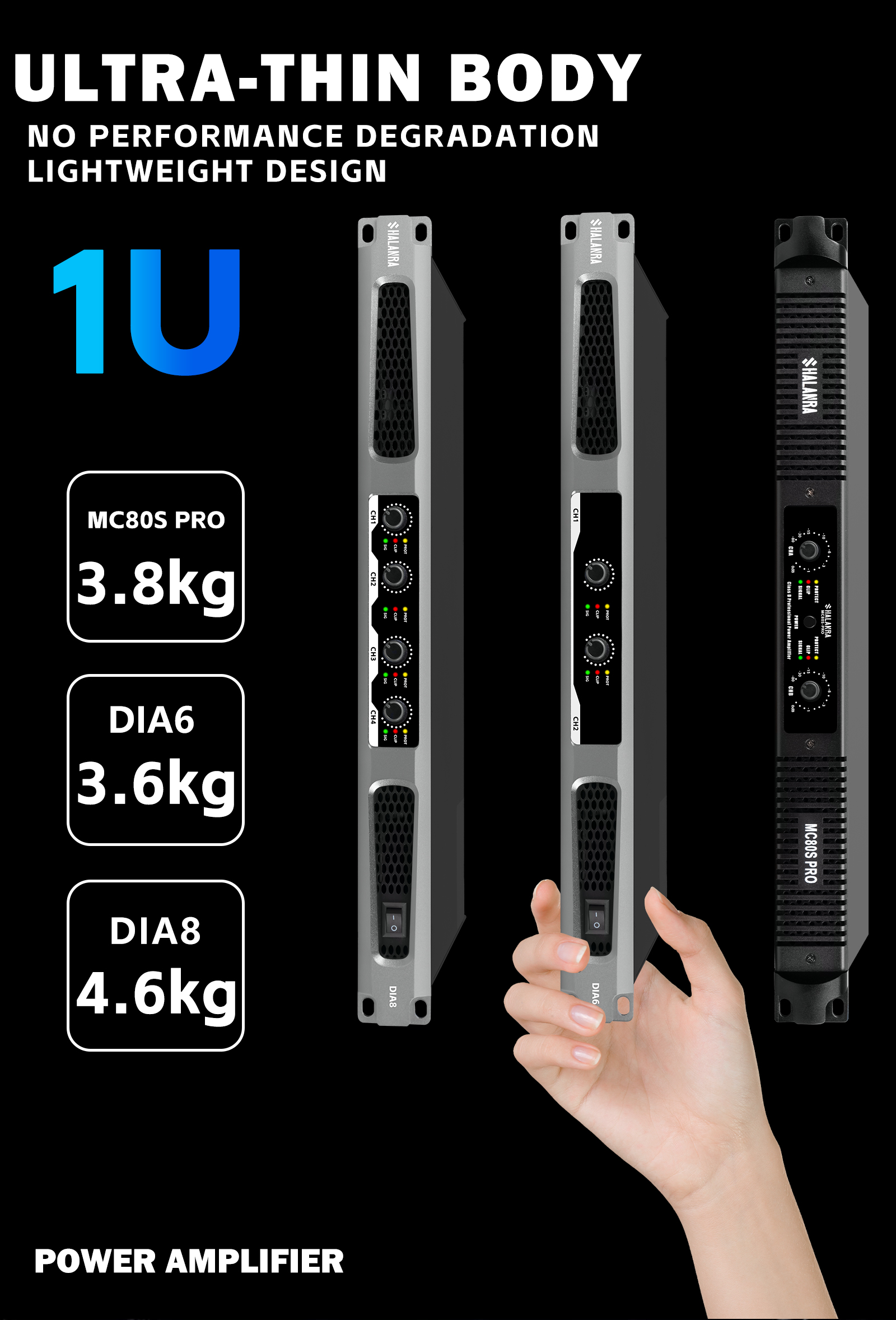 Power Amplifier MC80S PRO/DIA6/DIA8 2/4 Channel Power Amplifier 8 Ohm 1200W x2/4 Digital Power ...