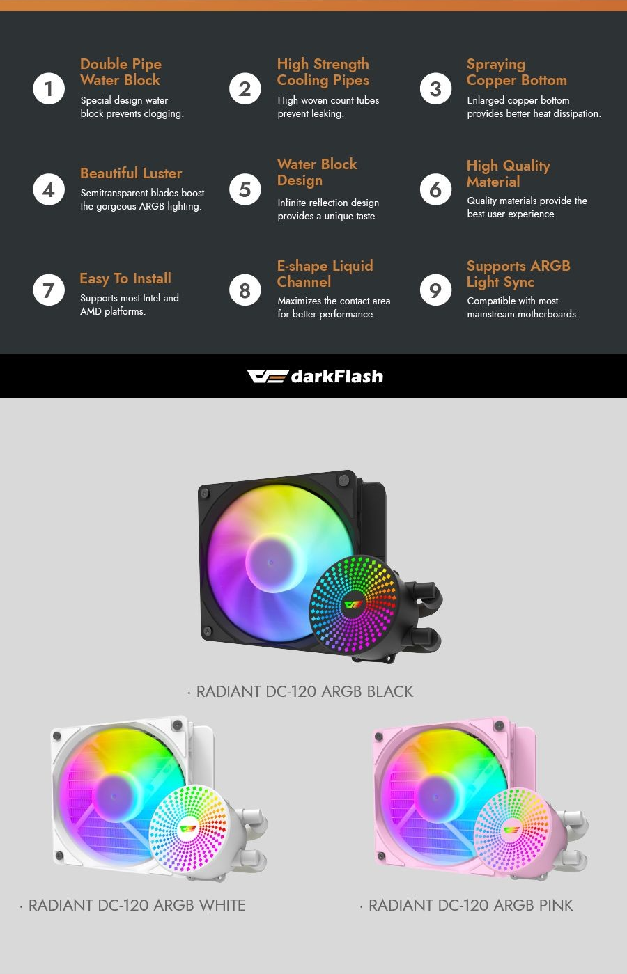Darkflash CPU Cooler Radiant DC120 ARGB All-in-one 120mm Liquid Cooler ...