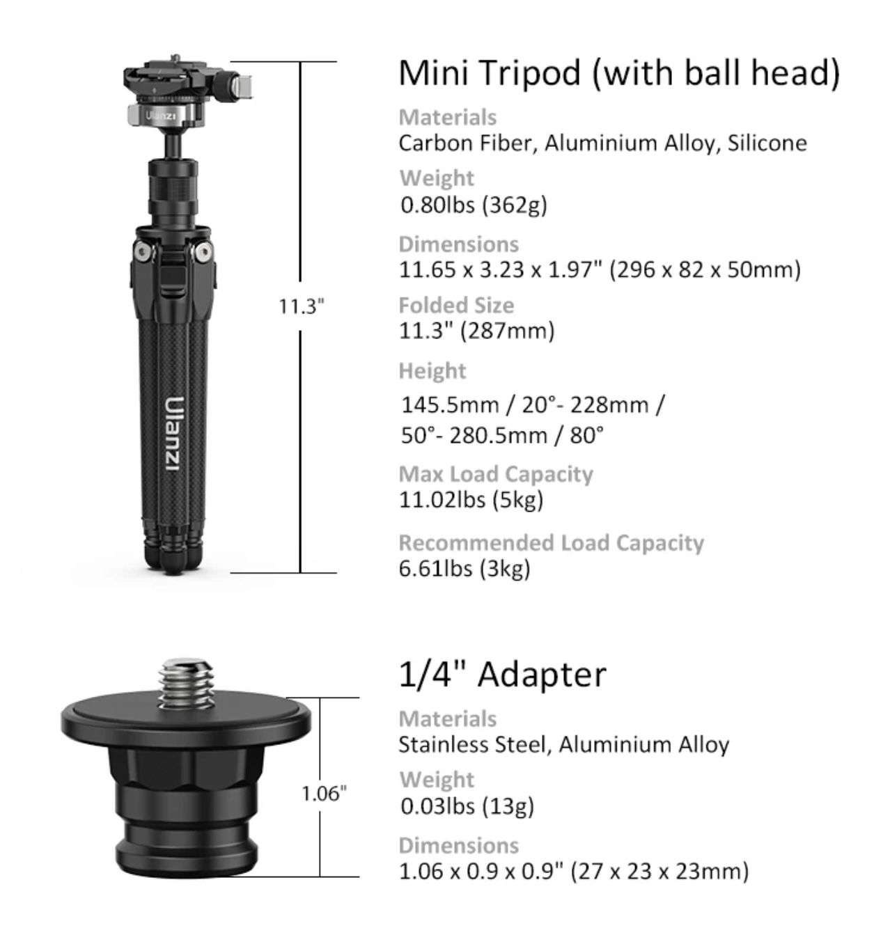 Ulanzi TT35 Carbon Fiber Hiking Stick Tripod Kit with Arca-Type Quick ...