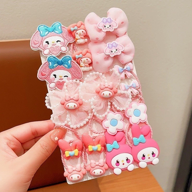 14pcs Kawaii Sanrio Hair Ties Kuromi Hair Ring Ornaments Cinnamoroll My ...