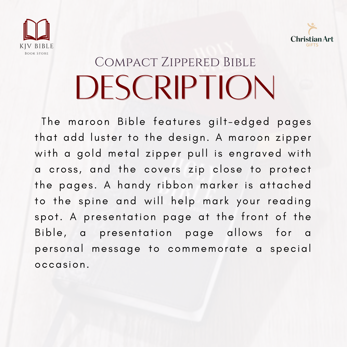 KJV247 | King James Version Compact Bible with Zipper Maroon Faux ...