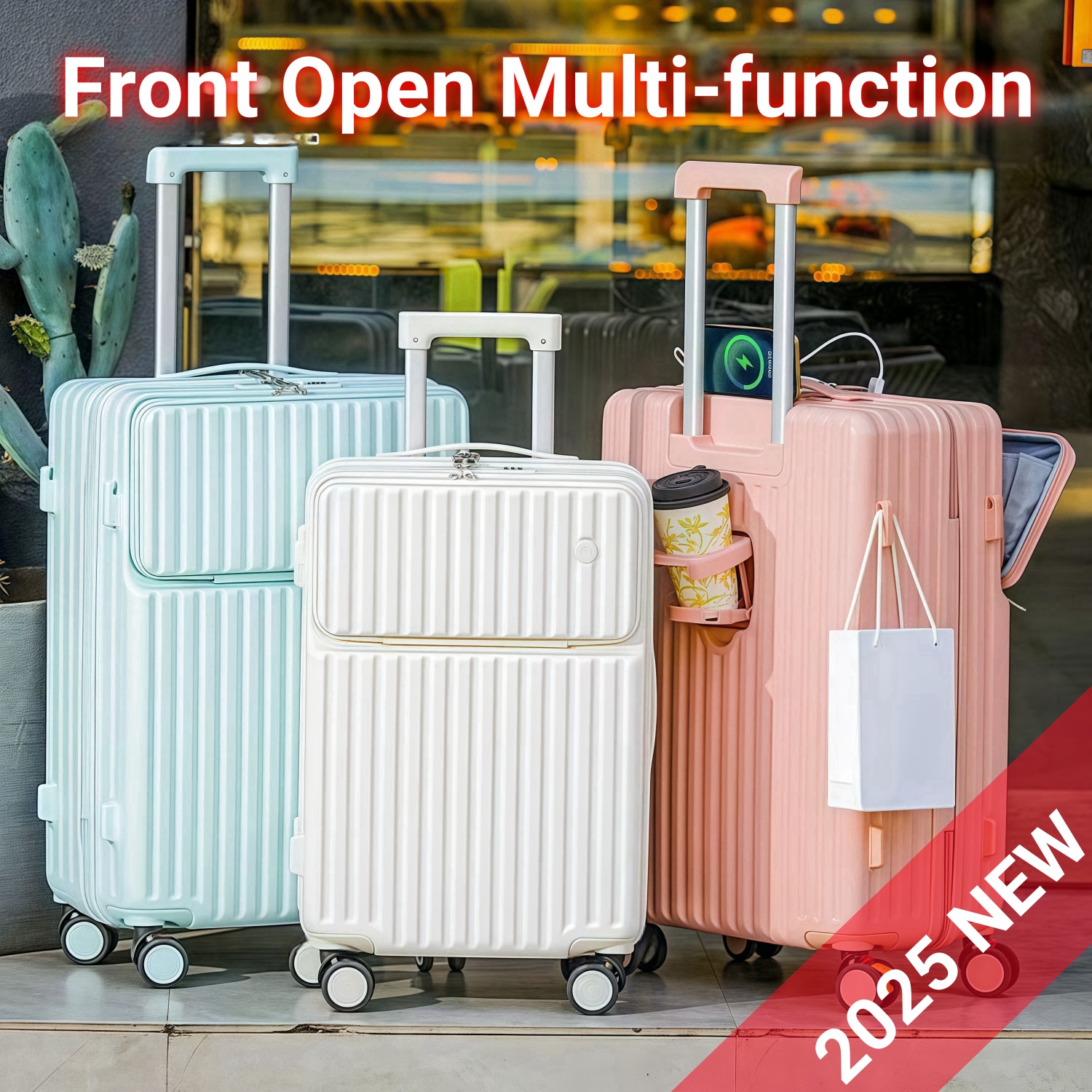 AVIVA Laptop Cabin Luggage Travel Bag 2/3 Front Opening With USB TypeC ...
