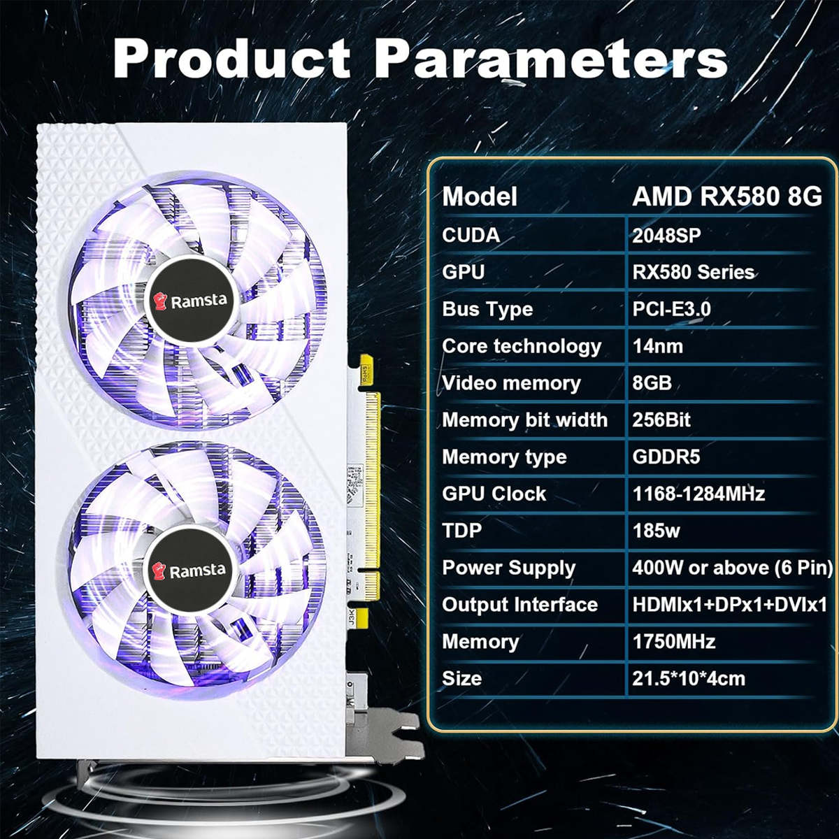 RAMSTA AMD RX580 8GB Graphics Card GDDR5 256Bit Gaming Graphics Card ...