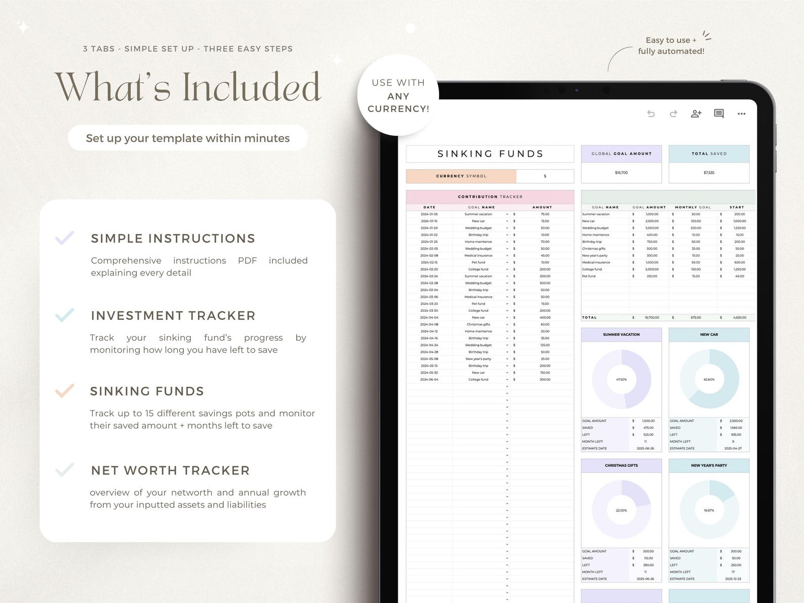 Digital Planner, Investment Tracker Portfolio Spreadsheet Google Sheets ...