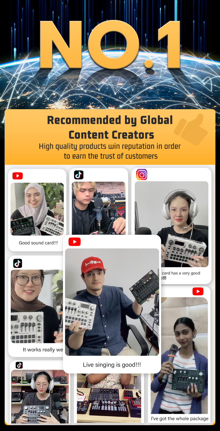 KOORFLY KF04 Live Sound Card All-in-One Audio Interface DJ Mixer For ...