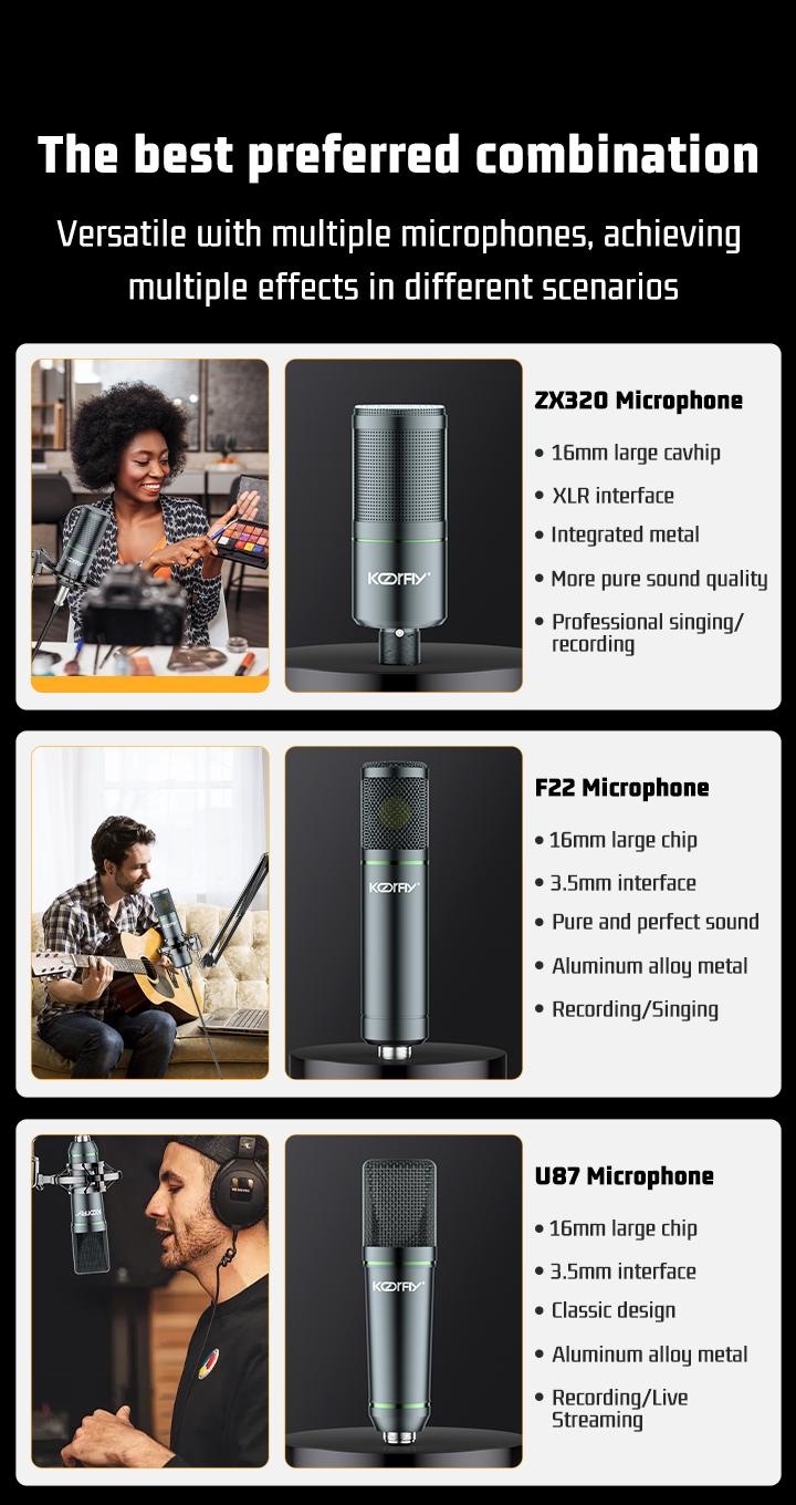 KOORFLY KF04 Live Sound Card All-in-One Audio Interface DJ Mixer For ...