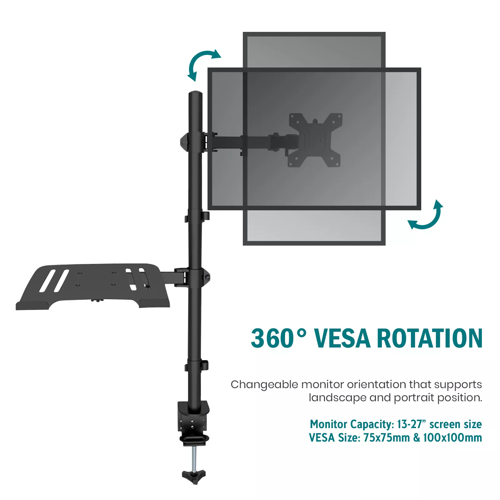 One Year Warranty Dual Monitor Mount Bracket With Laptop Stand Tray ...