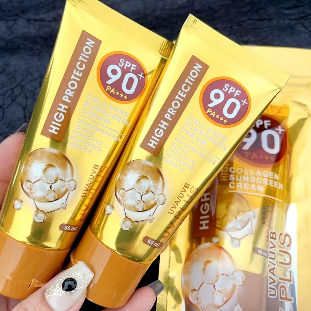 collagen Sunscreen Cream SPF 90+ Sunblock Lotion Refreshing Sun Block ...