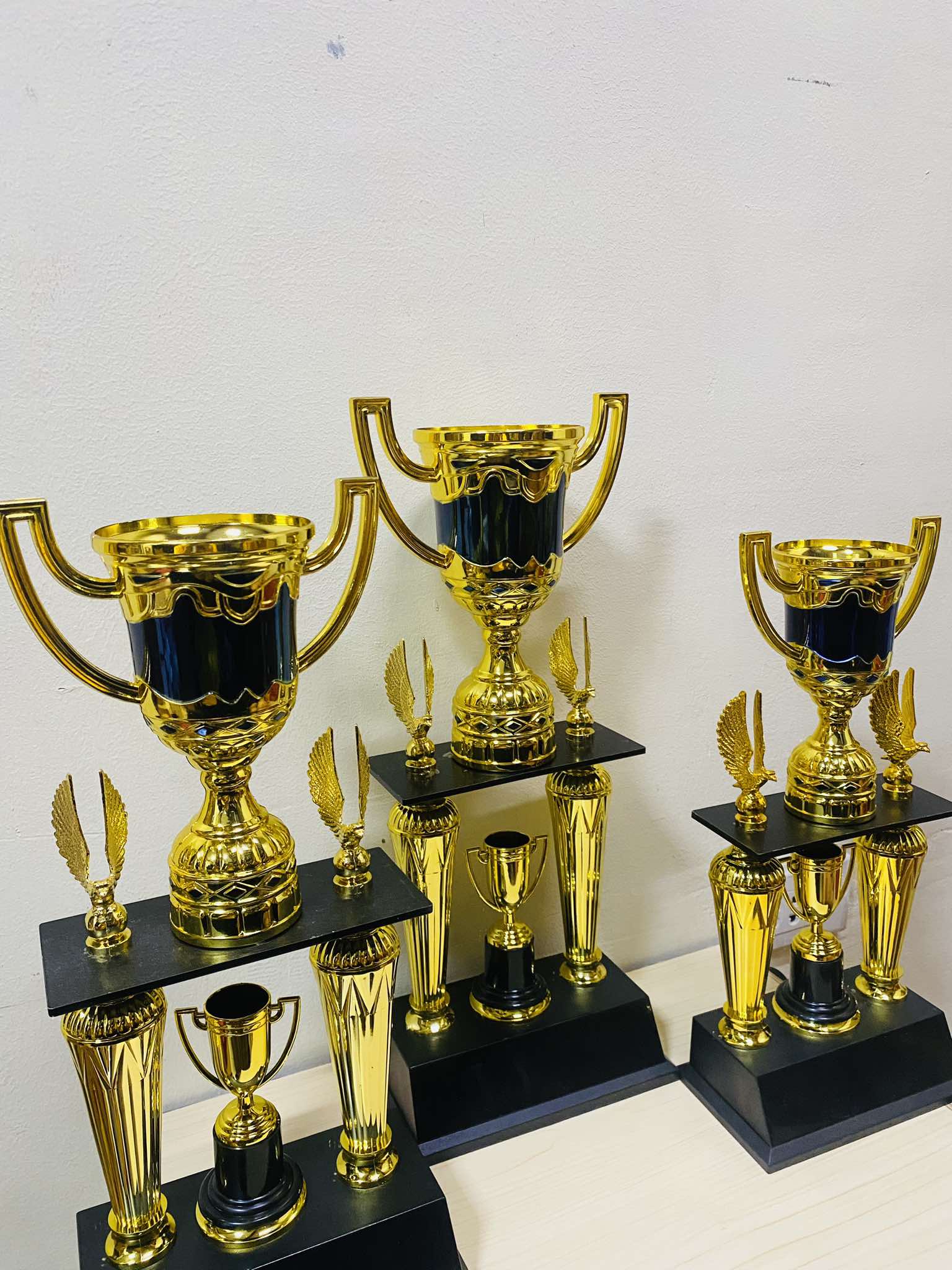 Two layered Champion Cup Trophy Set Of 3 ( AF797 )( Height : 41 cm/38cm ...