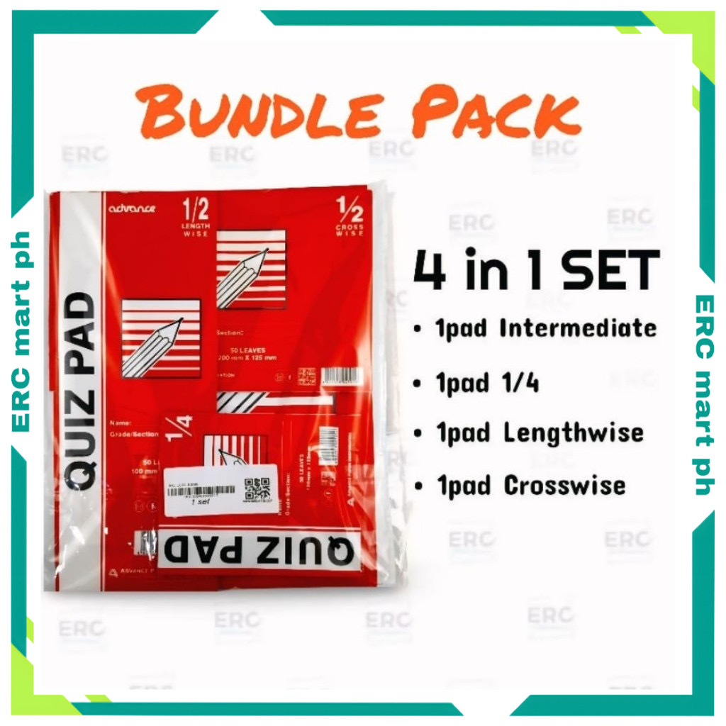 Premium Pack:5 sets Quiz Pad 1/4 1/2 Intermediate Writing 50Leaves ...