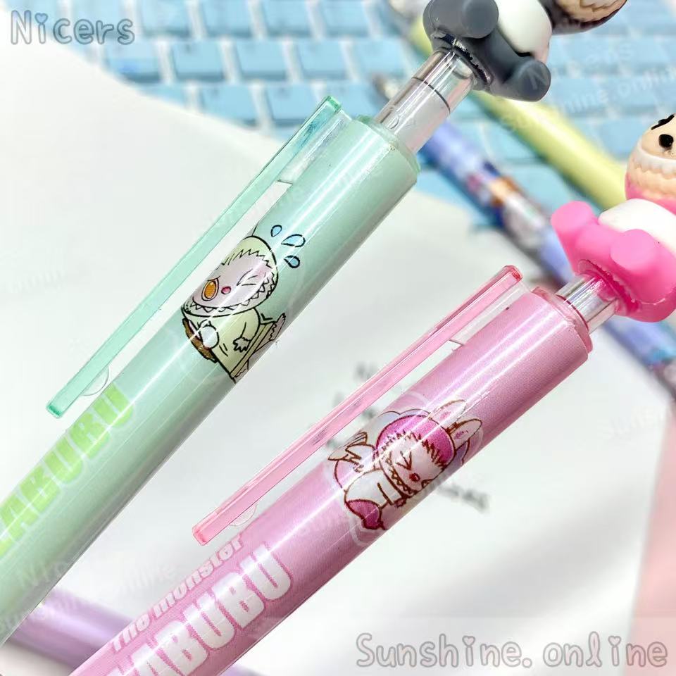 Cute LAbubu Press Gel Pens For Writing Cute 0.5mm Black Ink 6pcs ...
