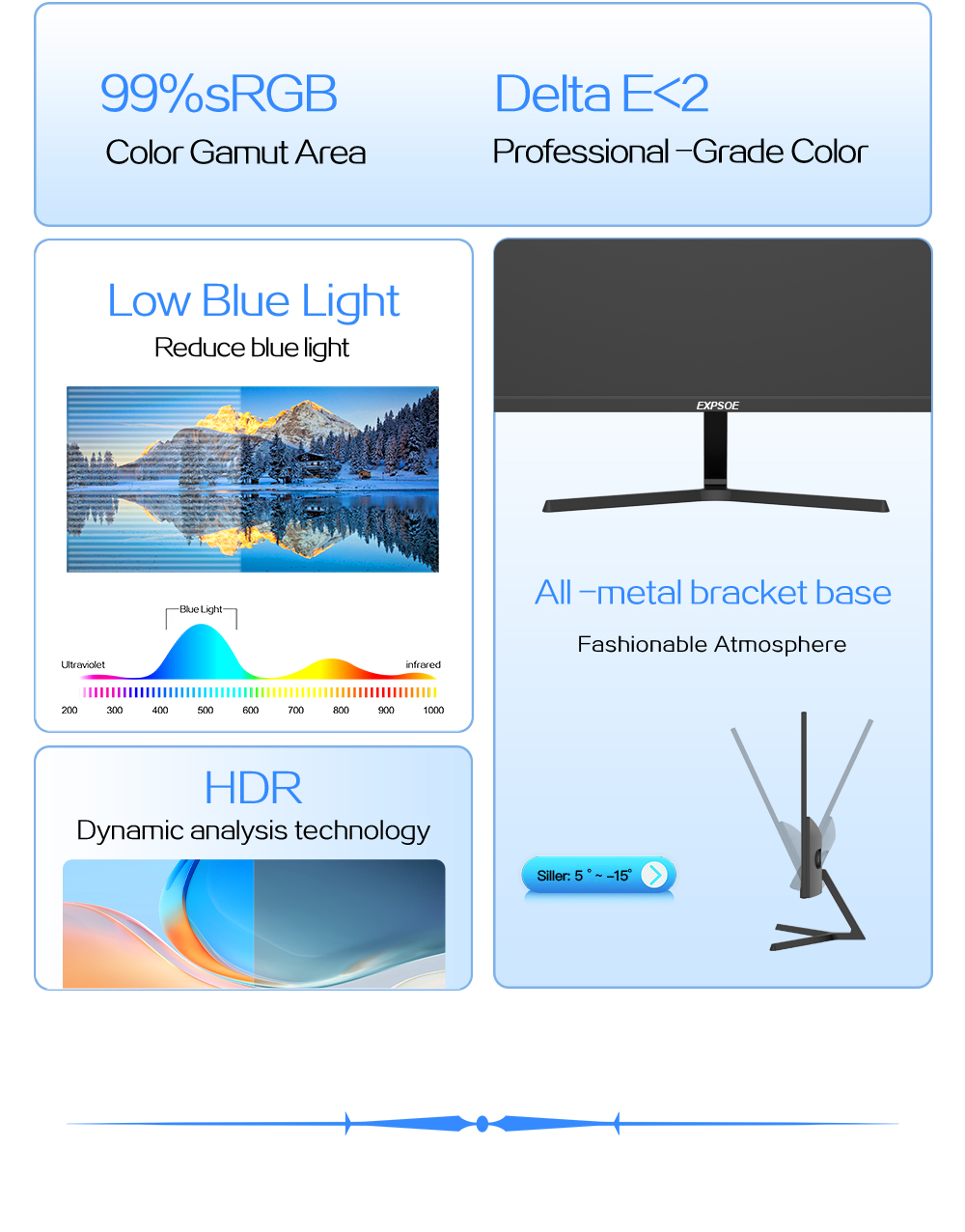 Expose 24 27 inch Gaming Monitor 120Hz/144Hz/165Hz Flat white PC ...