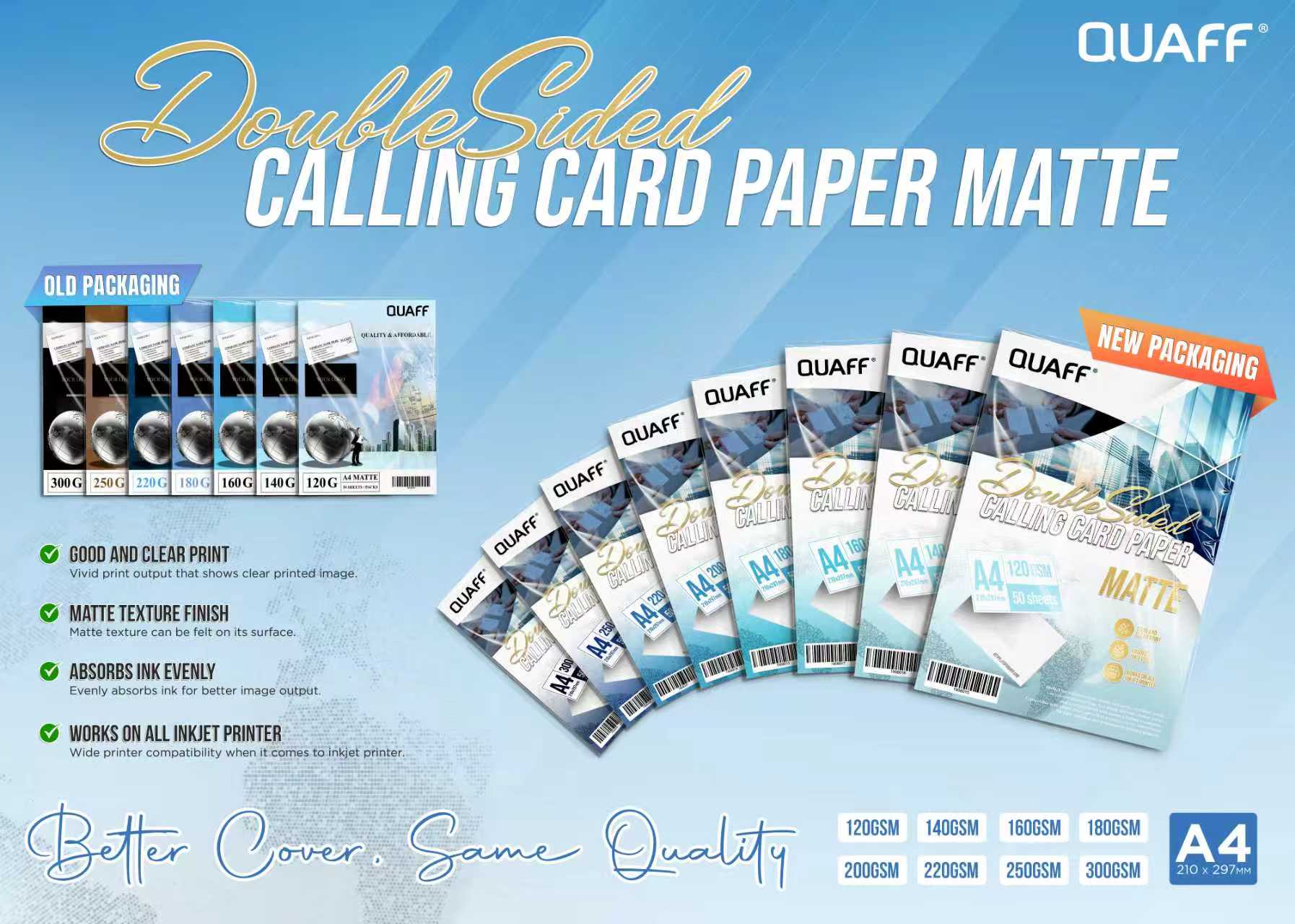QUAFF Calling Card Paper Double Sided Matte / Glitter Cardstock Paper ...