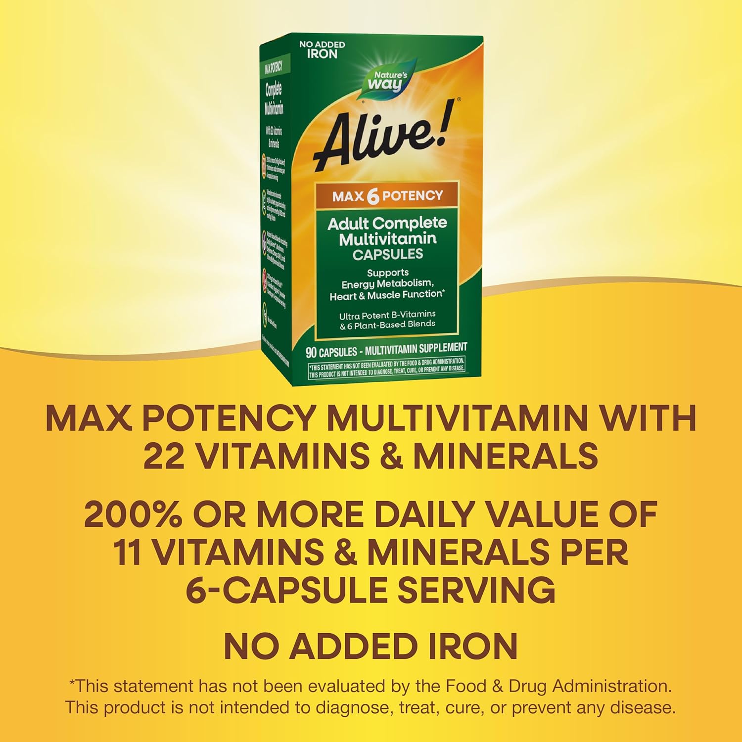 Nature's Way, Alive! Max6 Potency Multivitamin ( Supports Immune Health ...