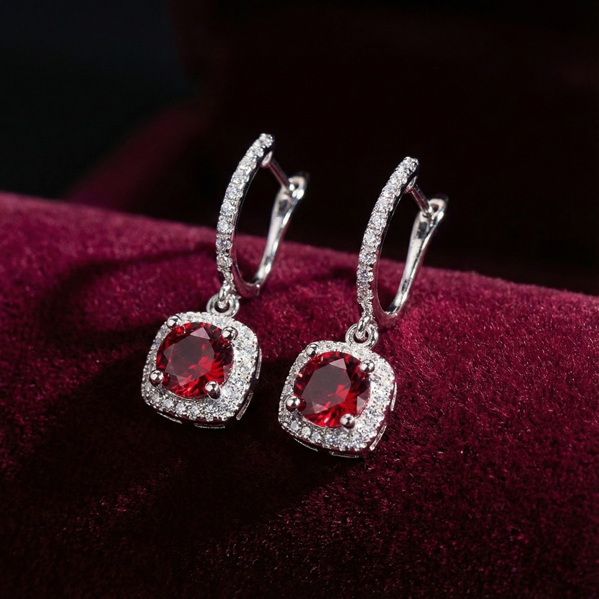 Elegant Square Zircon Dangle Earrings For Women Stainless Steel Non ...