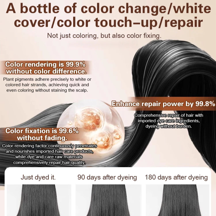 Herbal Hair Dye Shampoo Organic Hair Color 300ml + Heat Protectant ...