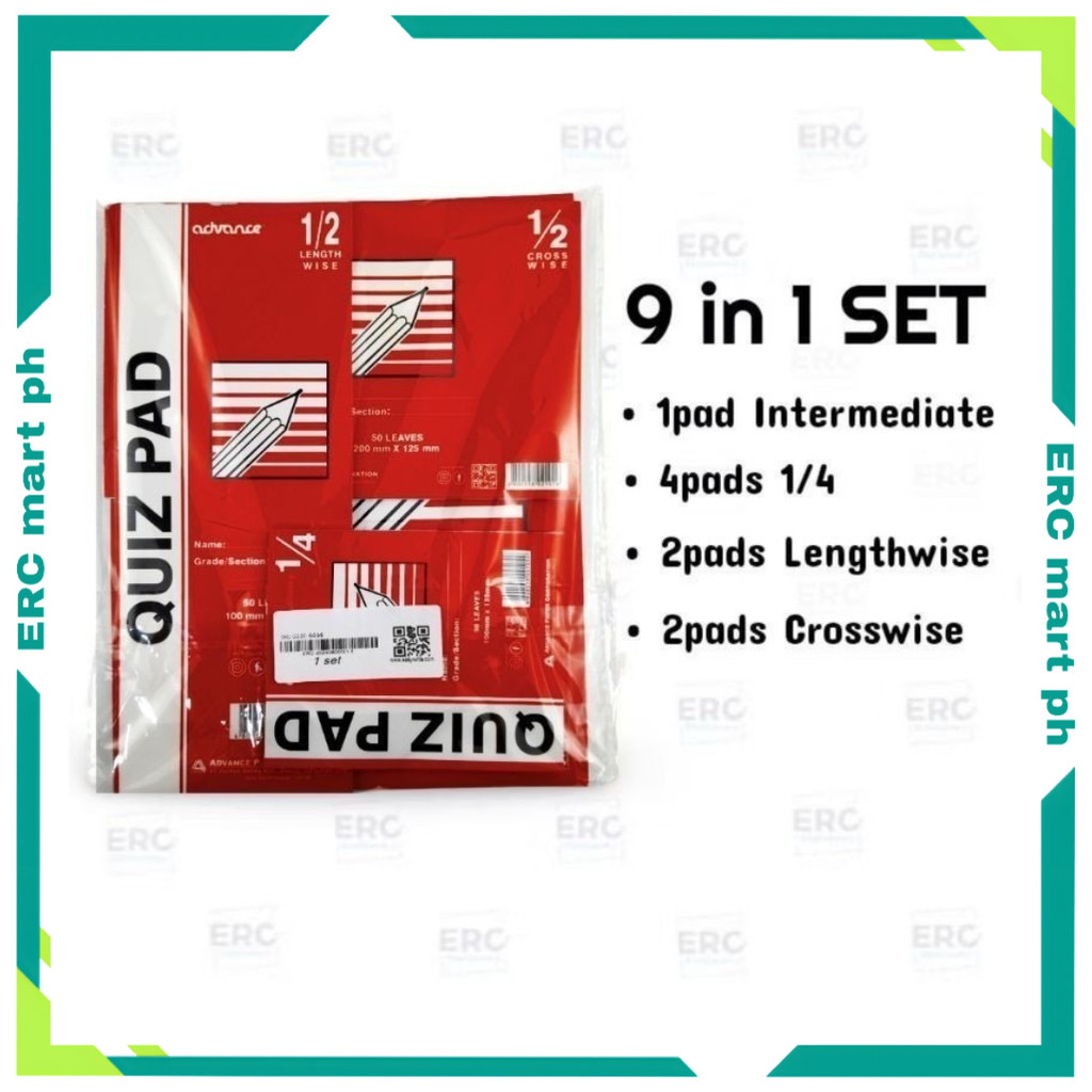 Premium Pack:5 sets Quiz Pad 1/4 1/2 Intermediate Writing 50Leaves ...