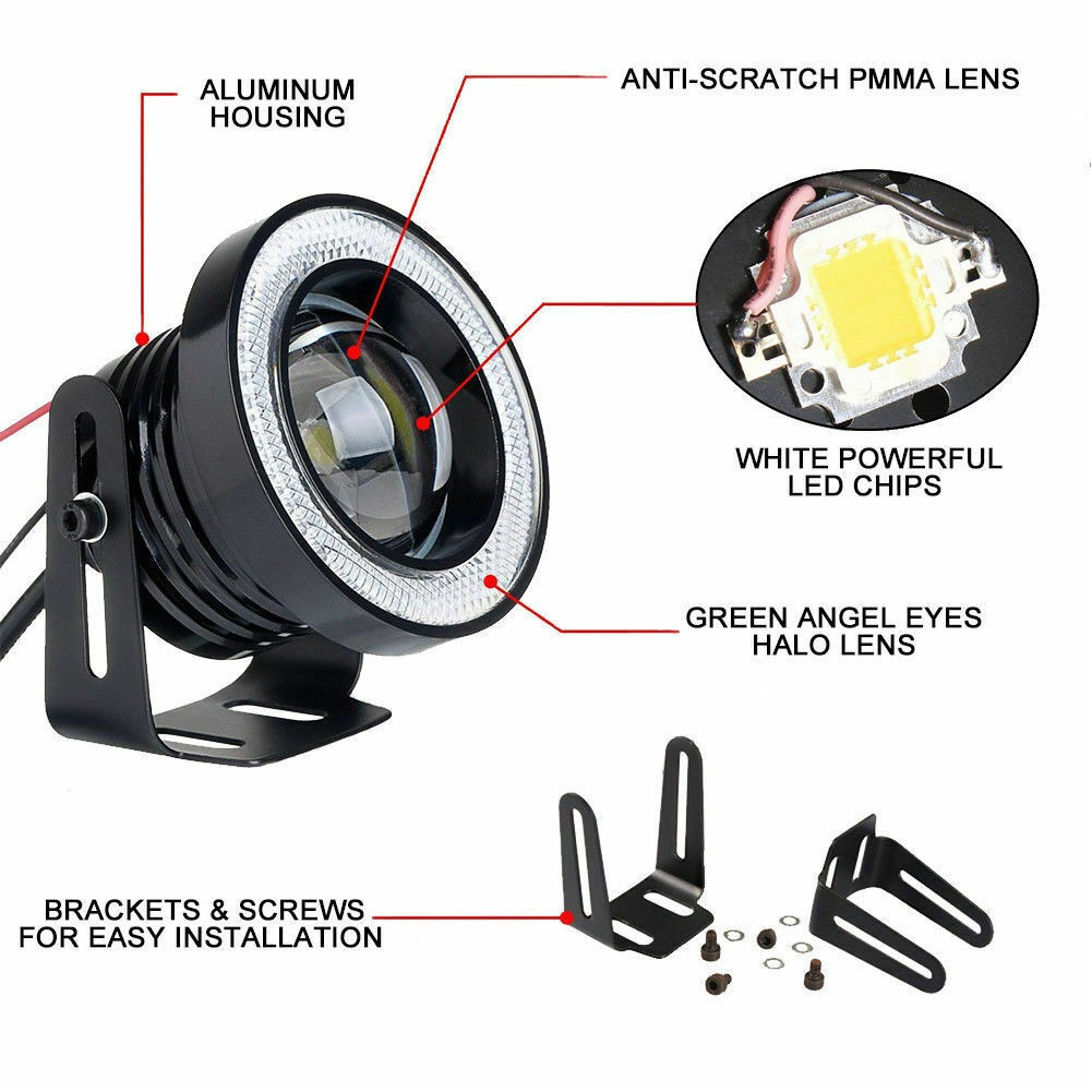 NICESHOP 2pcs 3.5 inch Car COB LED Angel Eyes Fog Light Ring Lens ...