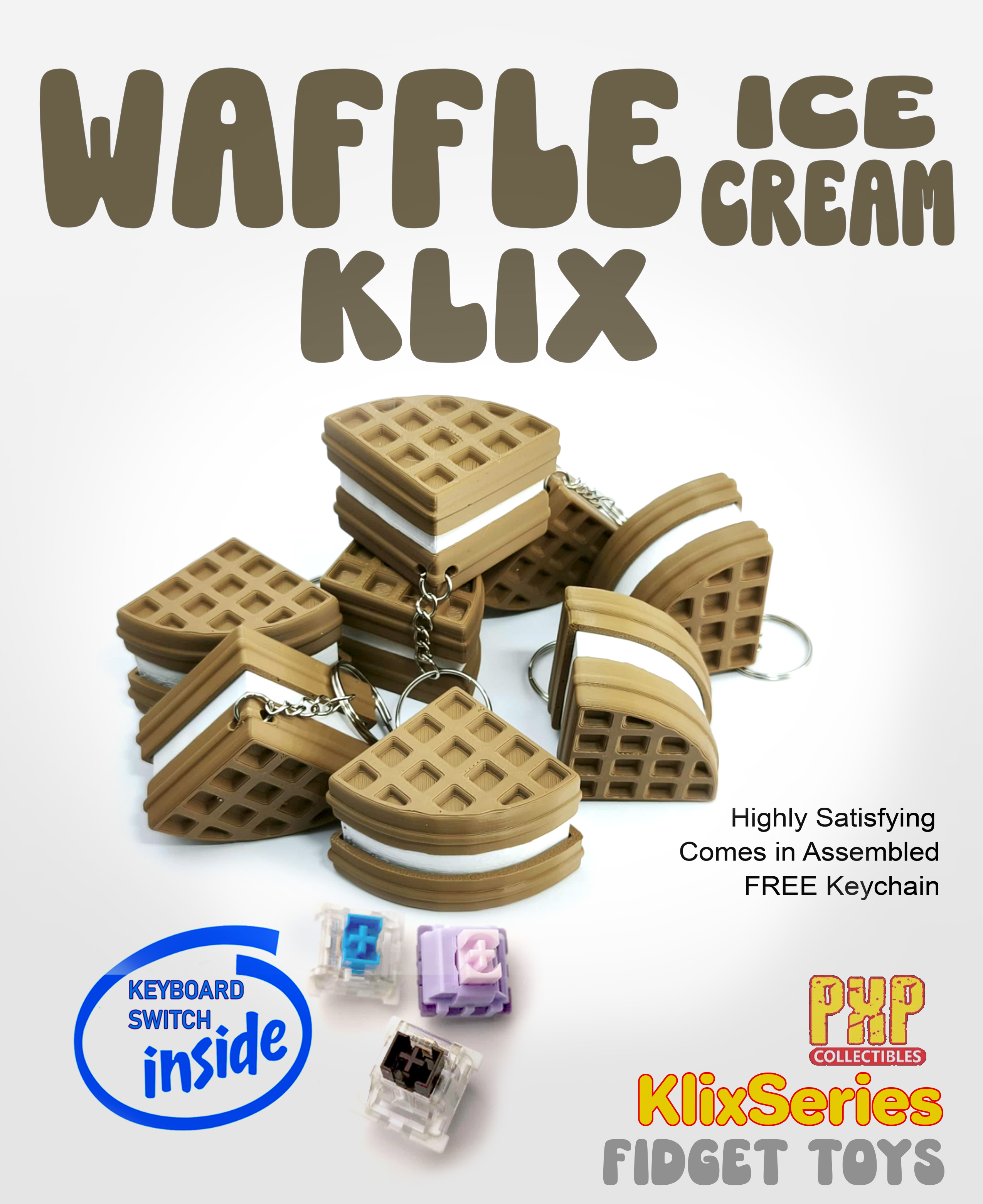 CUTE KLIXSeries WAFFLE ICE CREAM Stress Anxiety Reliever Clickables ...