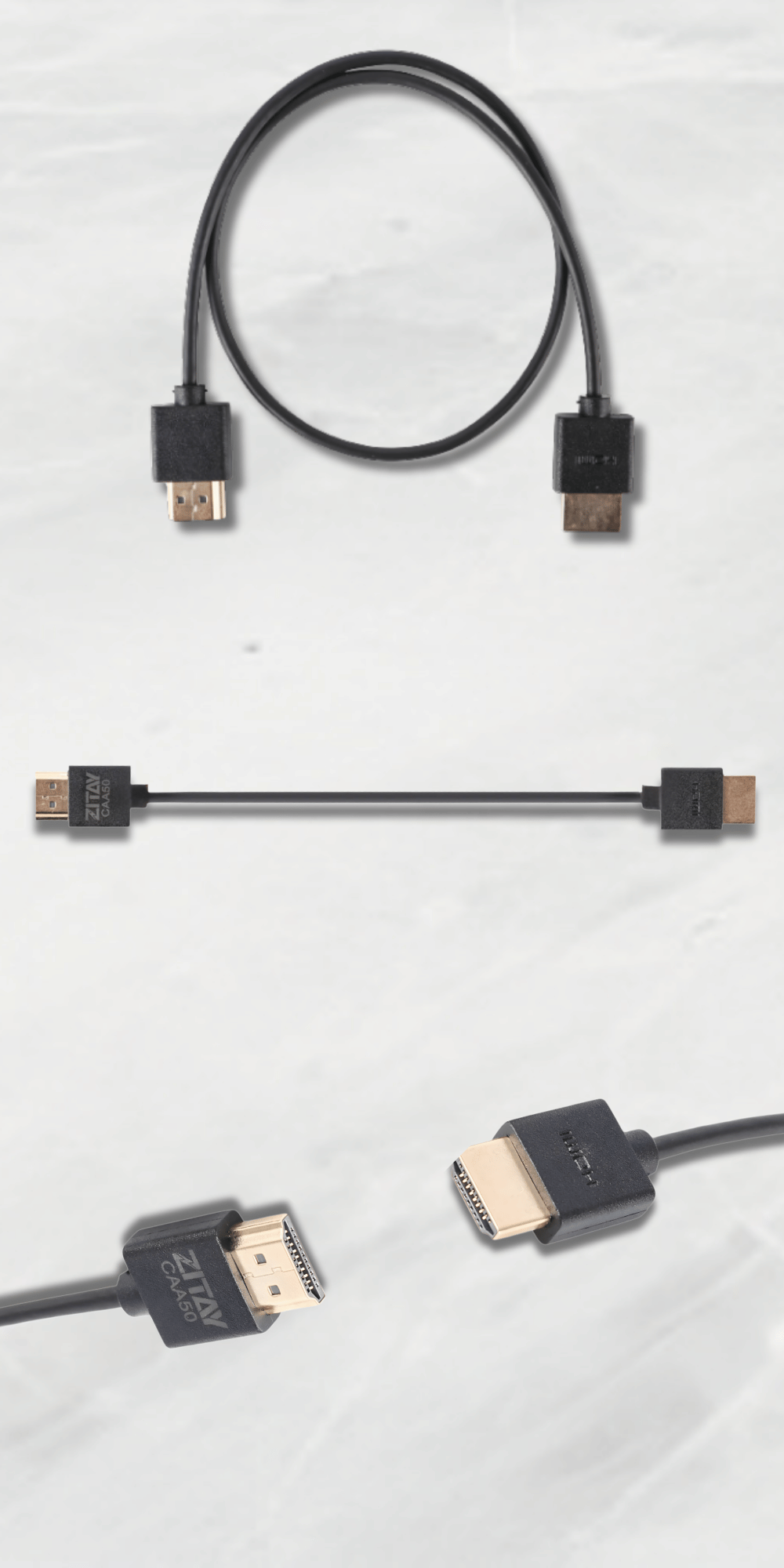 ZITAY CH02 Ultra-Thin 4K HDMI 2.0 Cable (20") with Gold-Plated Type-A ...