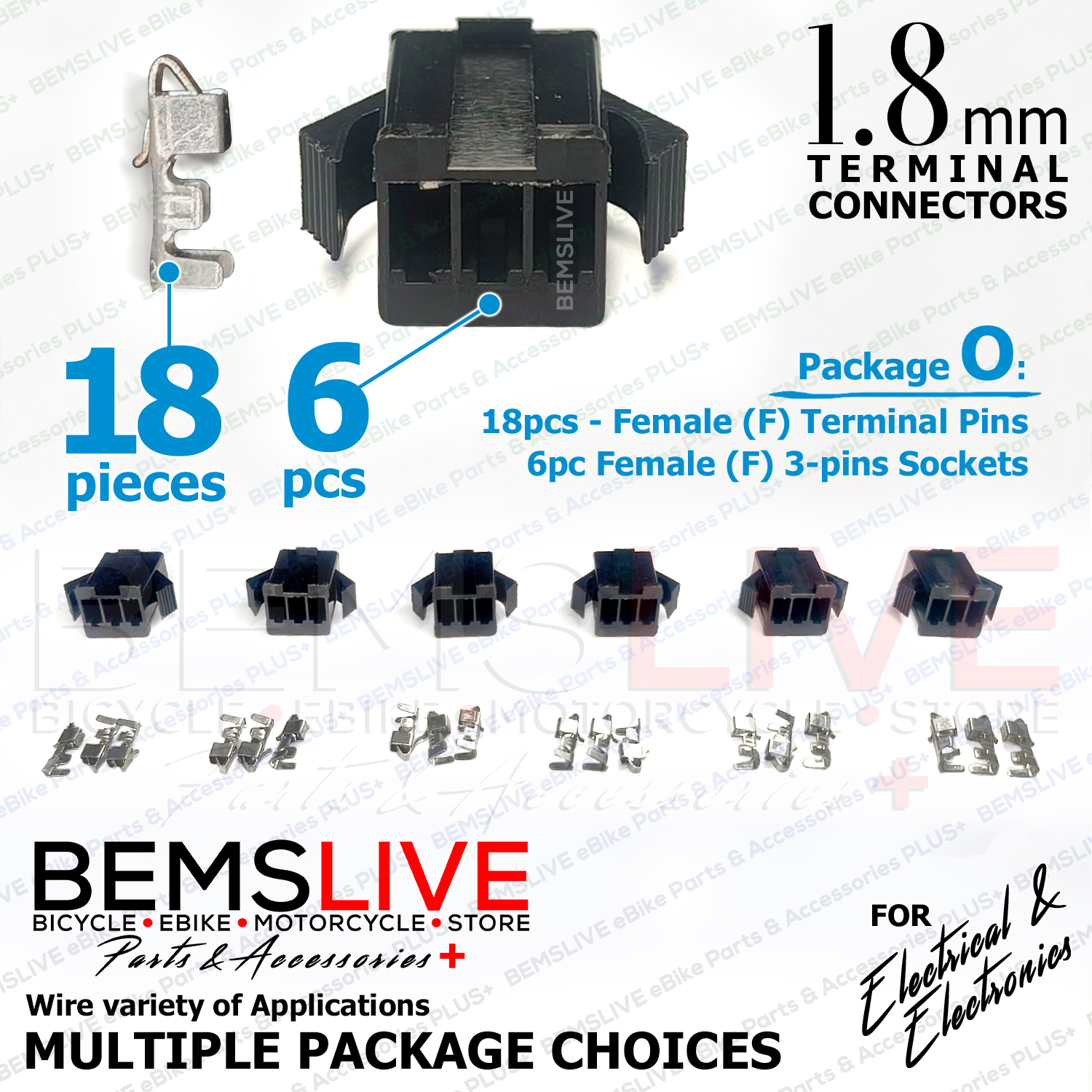 3-pin MALE Side 6pcs-Pack - BEMS JST SM Terminal Connector/Lugs Pins ...