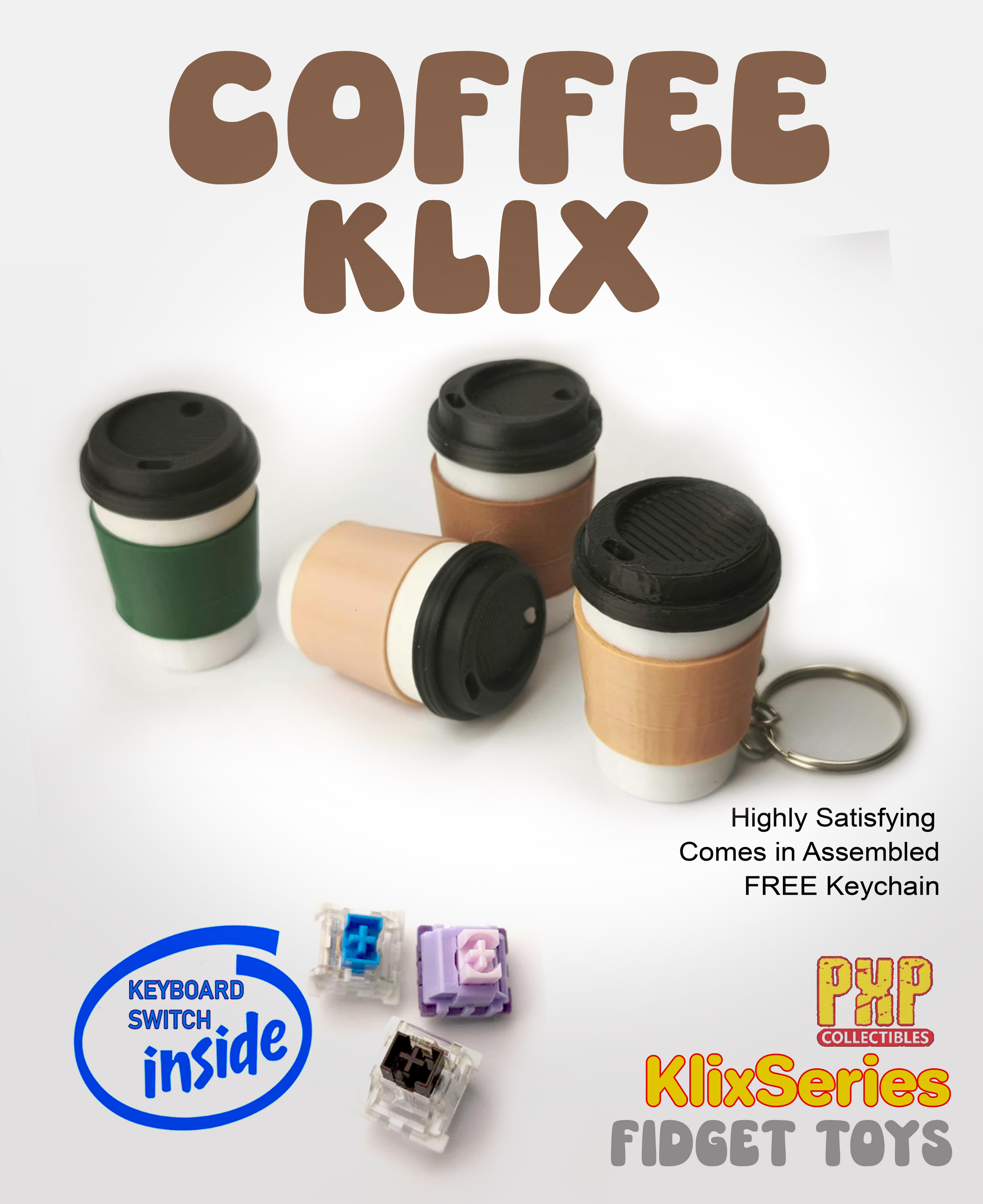 CUTE KLIXSeries COFFEE CUP Inspired Stress Anxiety Reliever Clickables ...