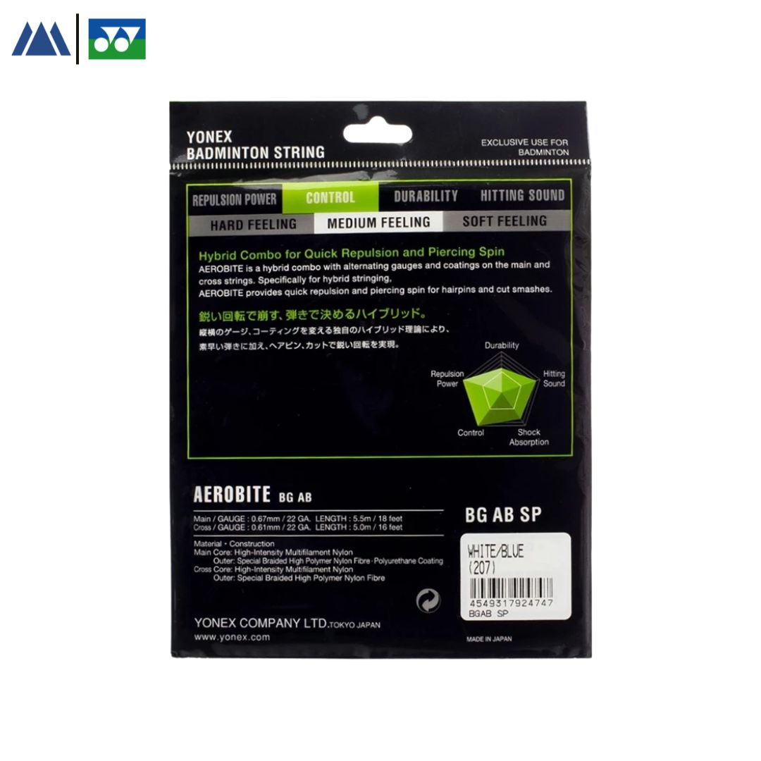 Yonex Aerobite Hybrid Badminton String – Quick Repulsion & Piercing ...