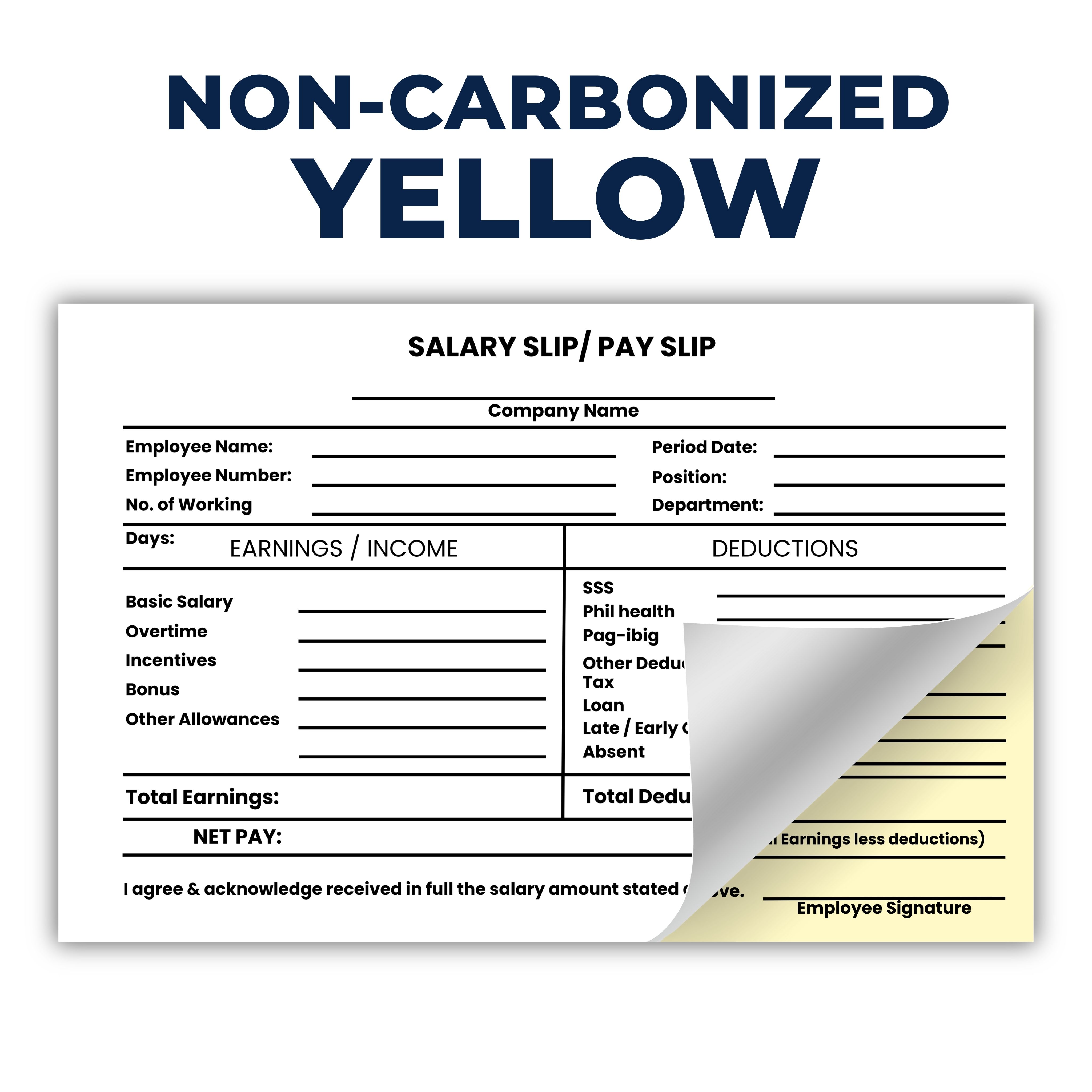 Salary / Pay Slip Form Pad - Generic Business Form | 100 Sheets Non ...