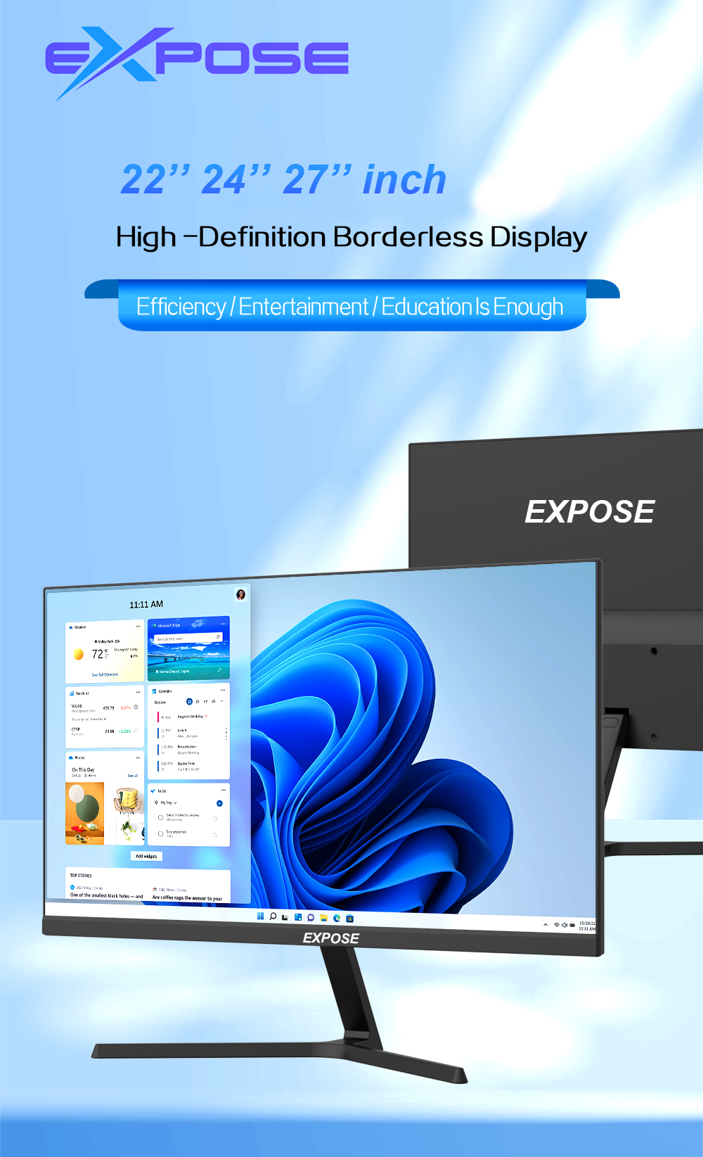 Expose 24 27 inch Gaming Monitor 120Hz/144Hz/165Hz Flat white PC ...