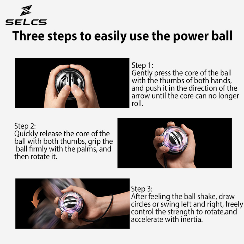 SELCS LED Wrist Power Hand Ball Hand Muscle Force Trainer Gyroscope ...