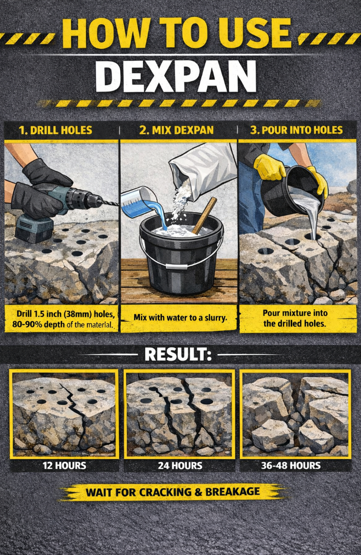 DEXPAN 1KG (REPACKED) for Rock Breaking, Concrete Demolition Removal ...