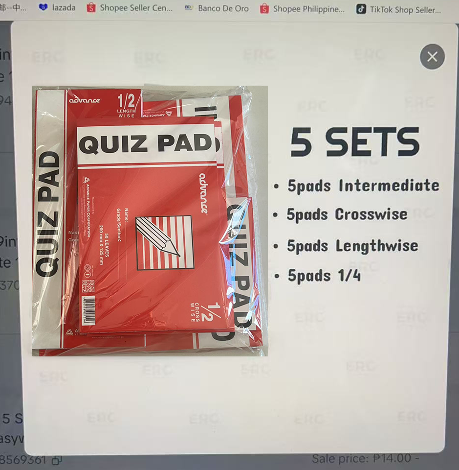 Premium Pack:5 sets Quiz Pad 1/4 1/2 Intermediate Writing 50Leaves ...