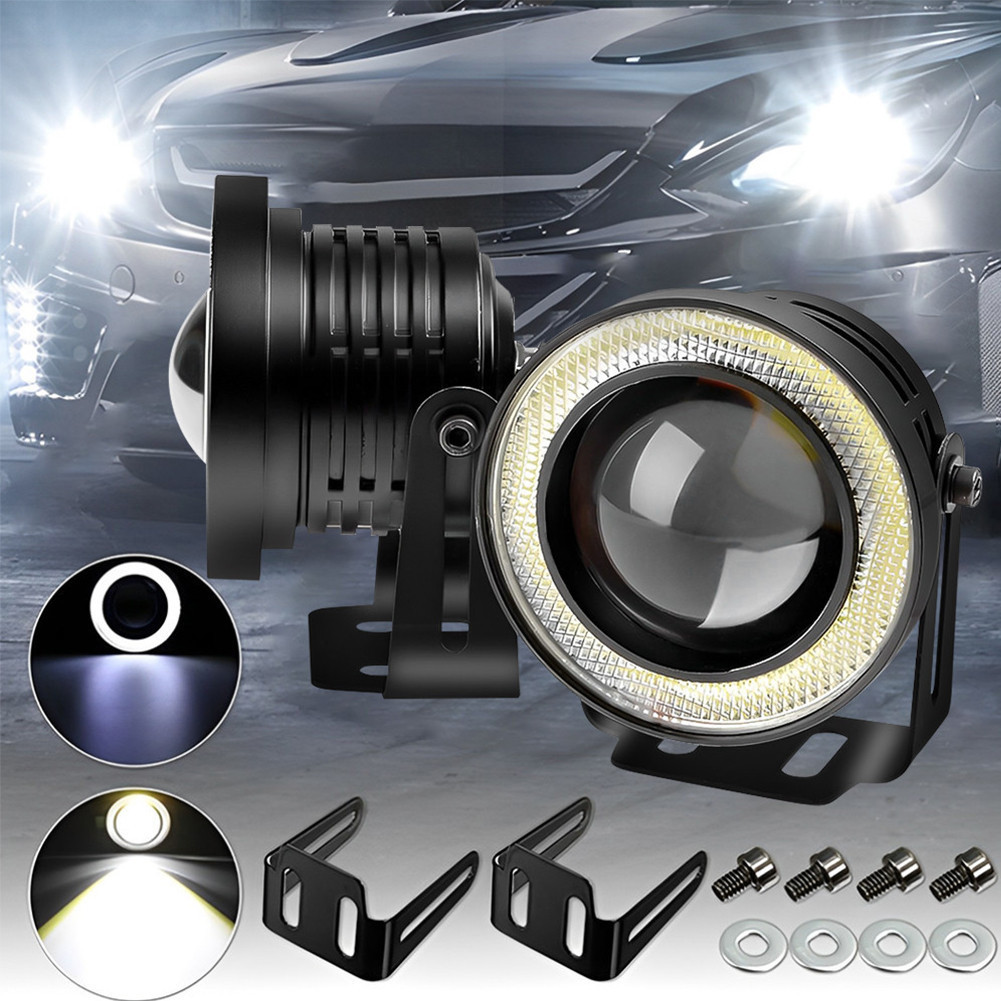 NICESHOP 2pcs 3.5 inch Car COB LED Angel Eyes Fog Light Ring Lens ...