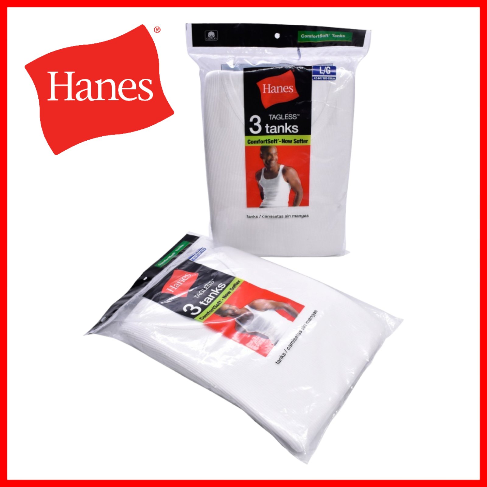 Hanes 3Pcs Men's White cotton sando in stretchable material for casual ...