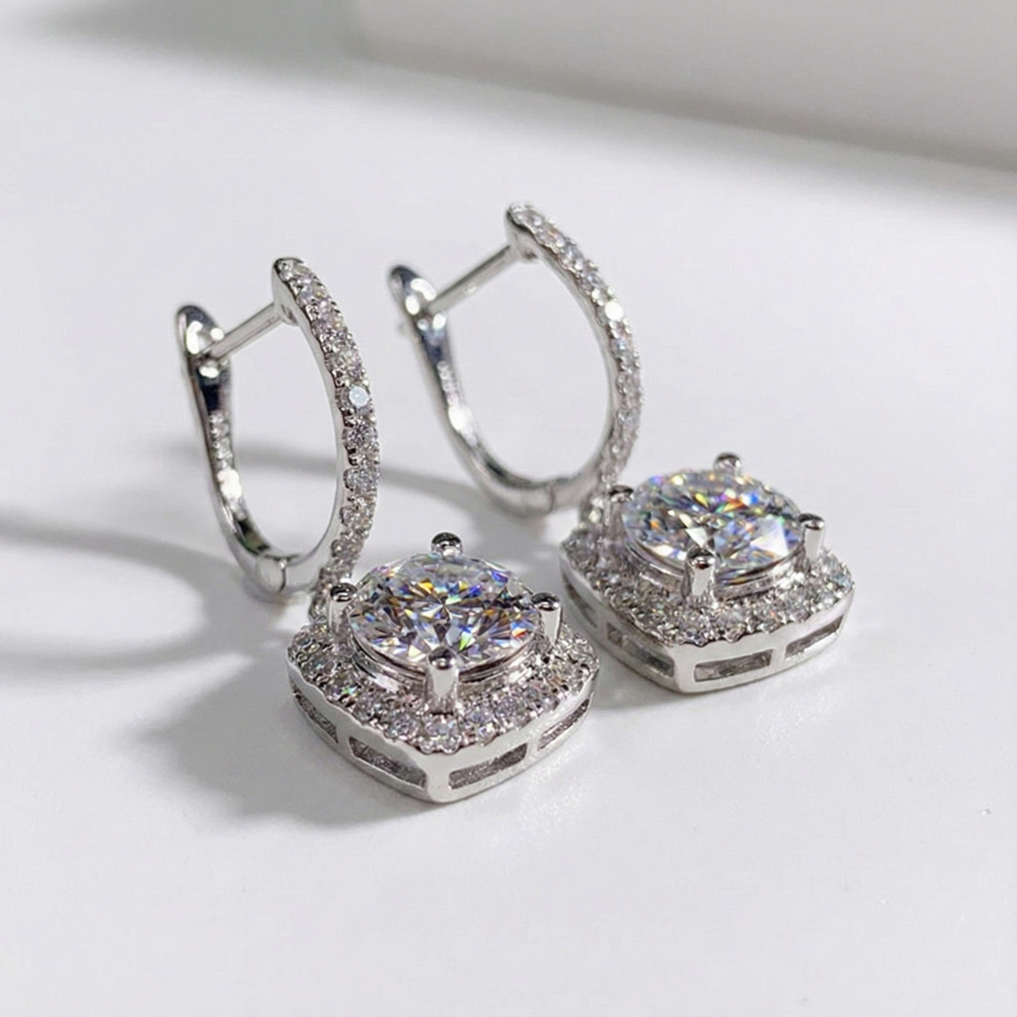 Elegant Square Zircon Dangle Earrings For Women Stainless Steel Non ...