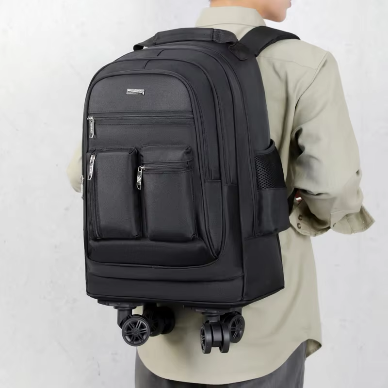 Rolling Backpack 4 Wheels Detachable Travel Backpack Waterproof Laptop ...